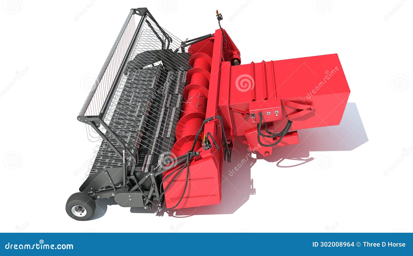 Combine Harvester Threshing Header 3D Rendering on White Background ...