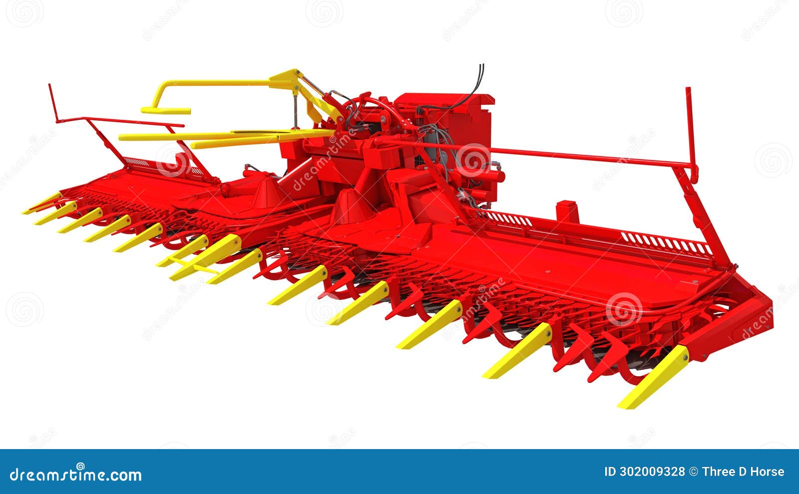 Combine Harvester Threshing Header 3D Rendering on White Background ...