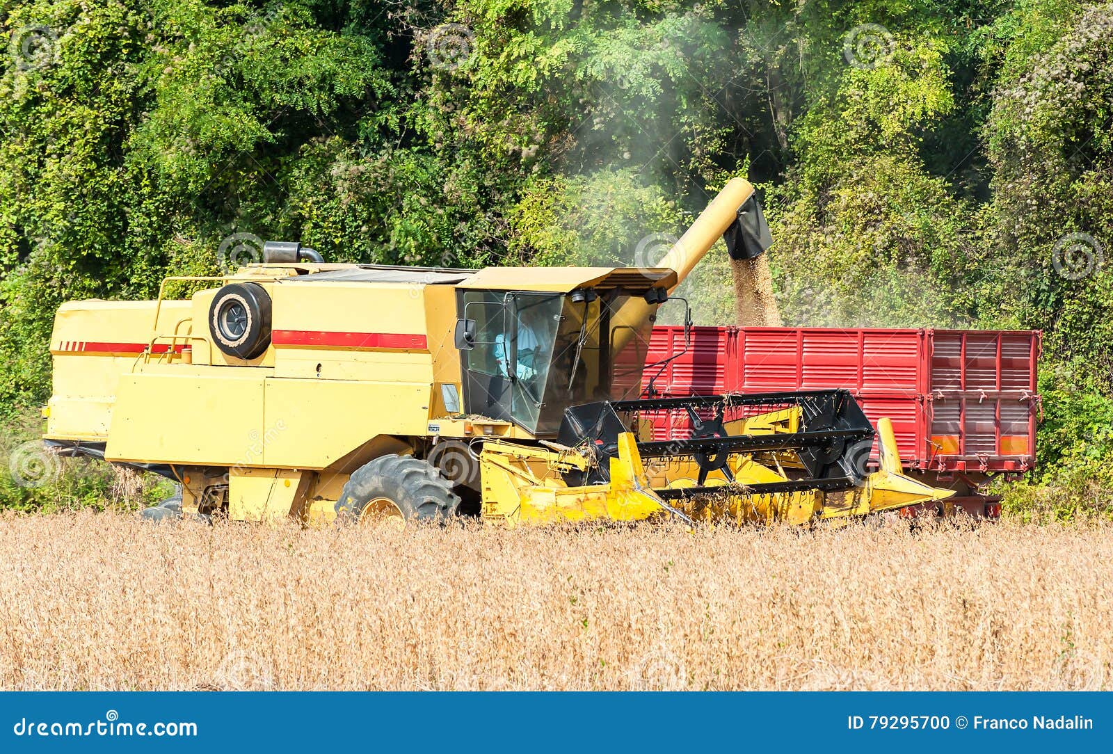 Combine Harvester and Tractor Trailer Stock Photo - Image of equipment ...