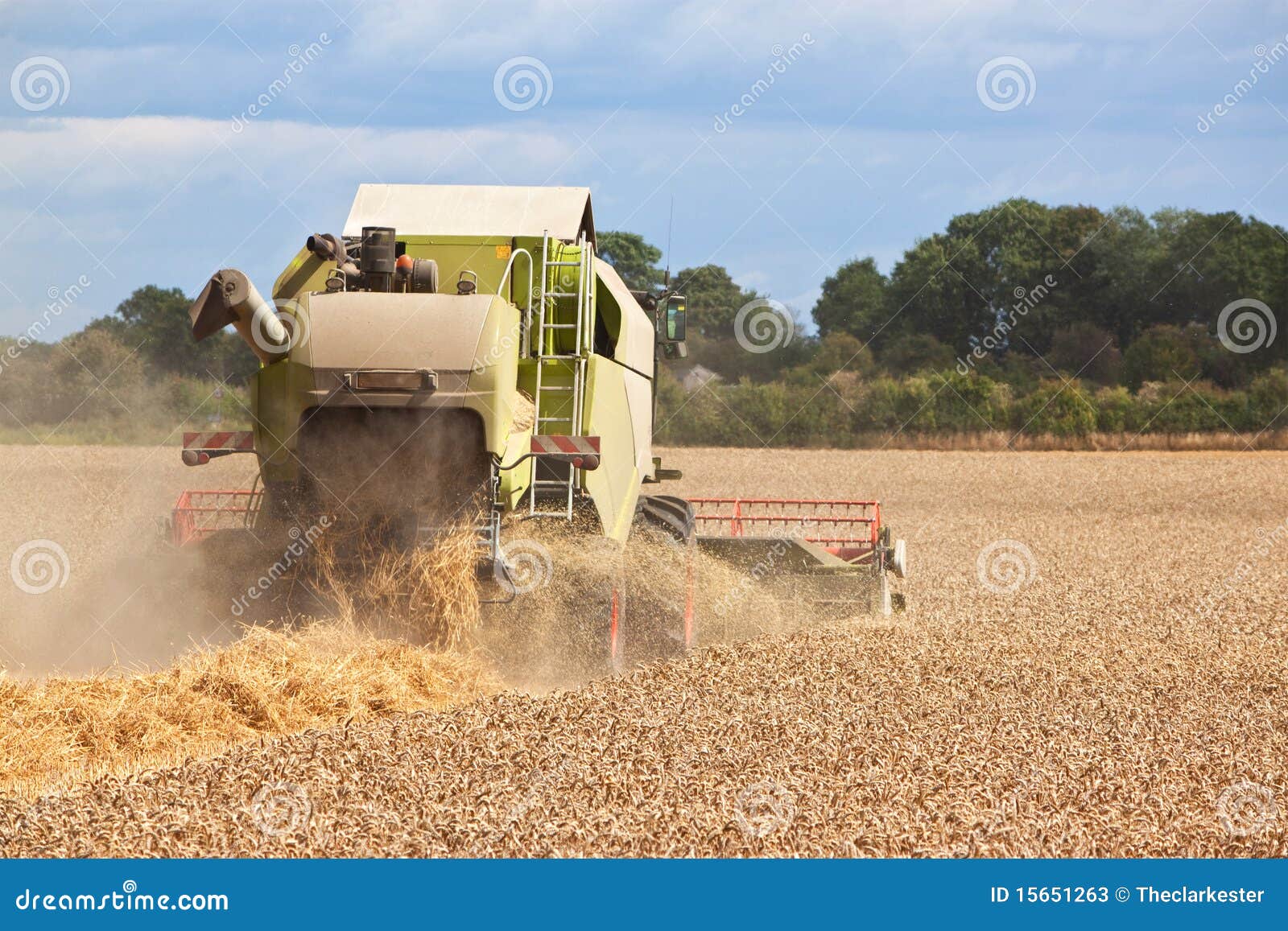 Combine Harvester Working in Field Stock Image - Image of landscape ...