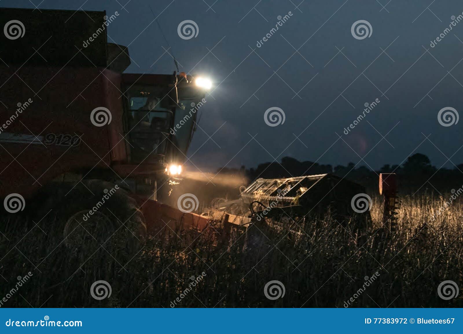 Combine Harvester Working through the Night Editorial Photography ...