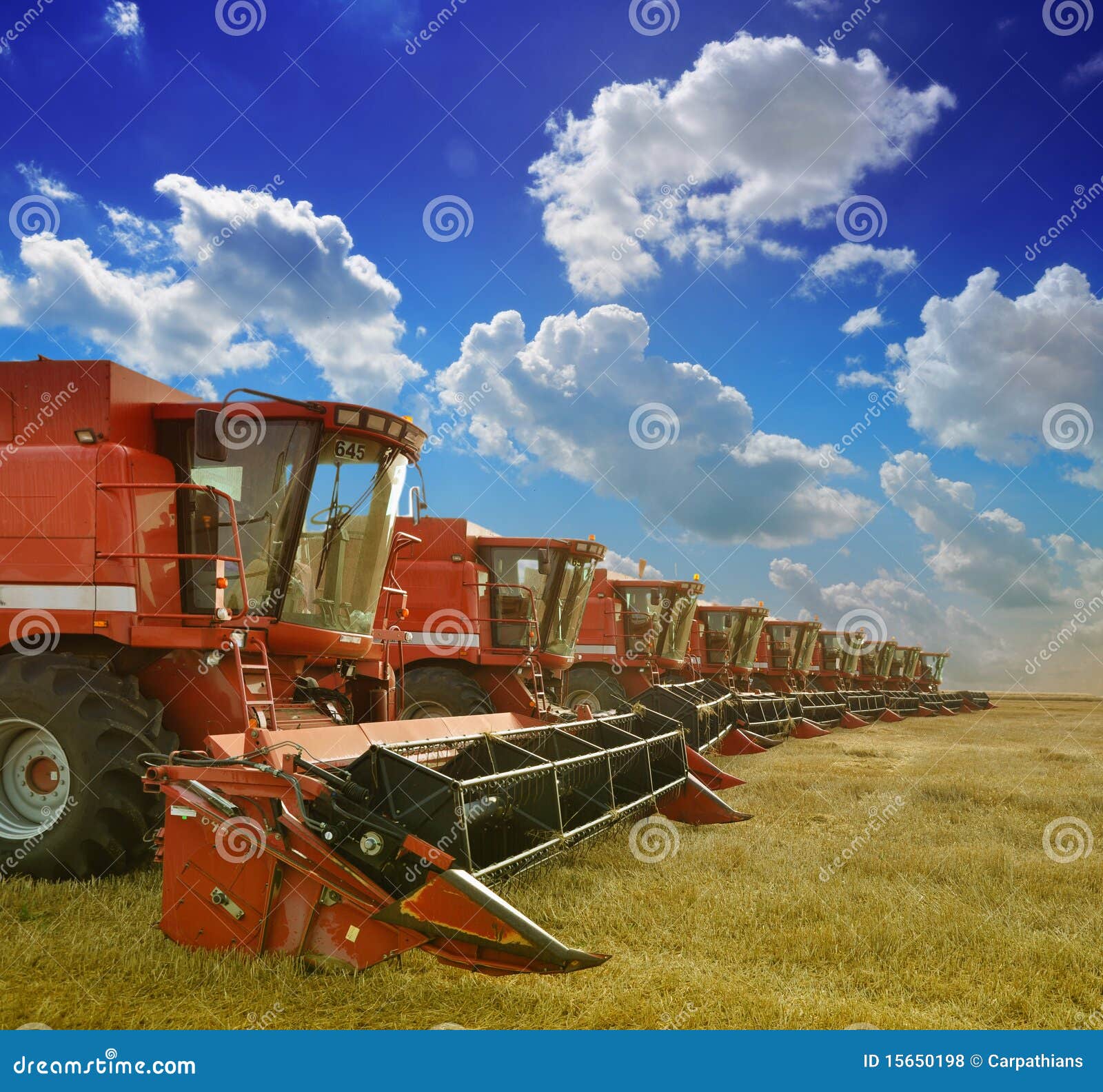 Combine harvesters stock photo. Image of fields, machines - 15650198