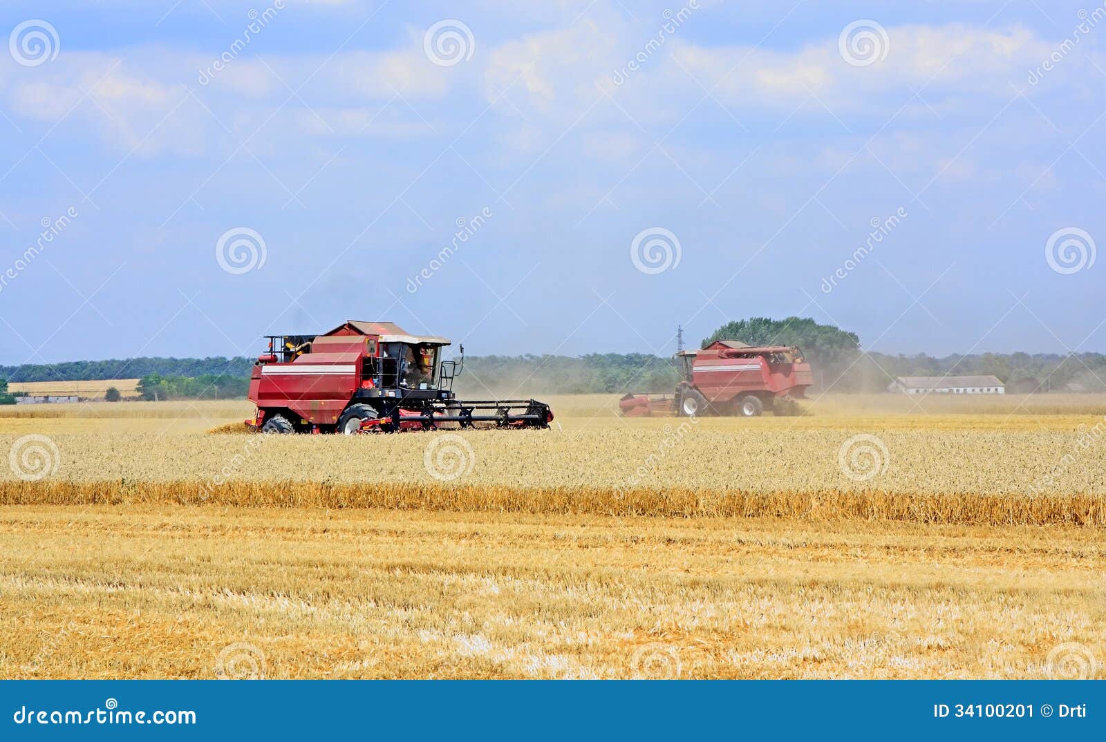 Combine Harvesters Working in the Field Stock Image - Image of growth ...