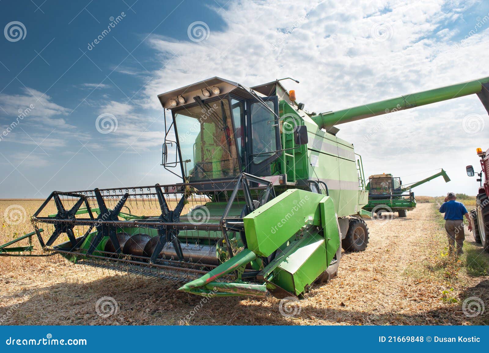 Combine Harvesting Soybeans Stock Photo - Image of farm, equipment ...