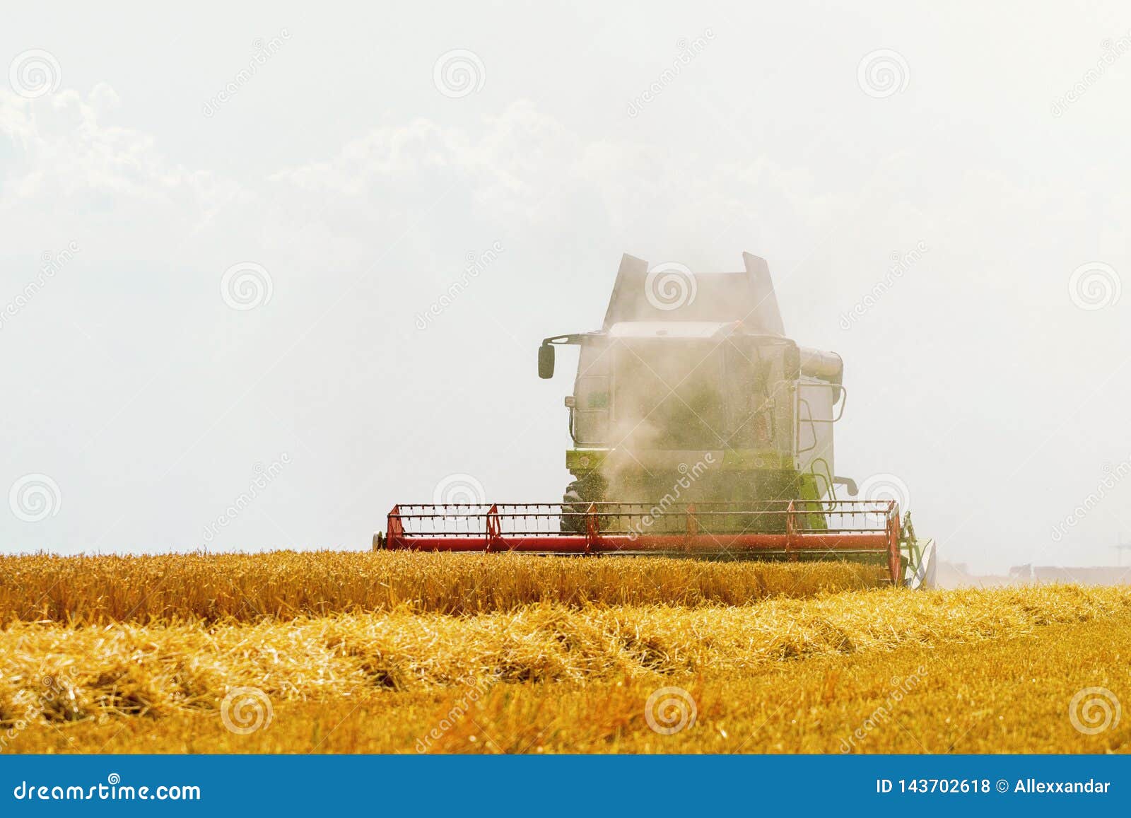 Combine Harvesting a Wheat Field. Combine Working the Field Stock Photo ...
