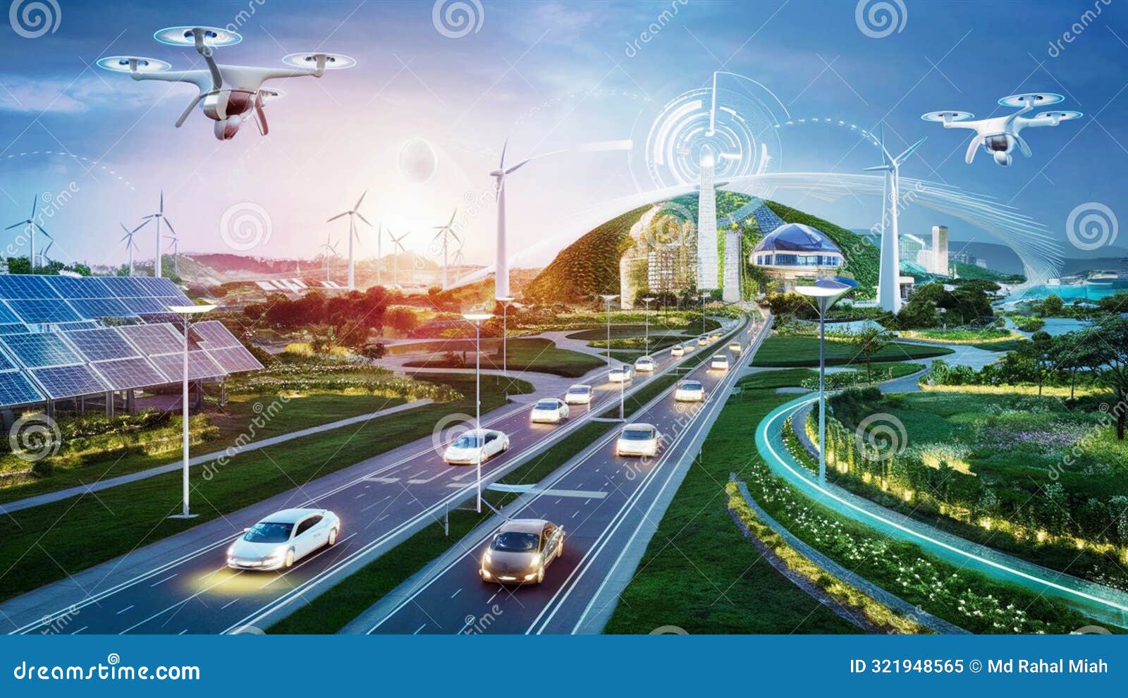 A Futuristic Vision of a Sustainable City Stock Illustration ...