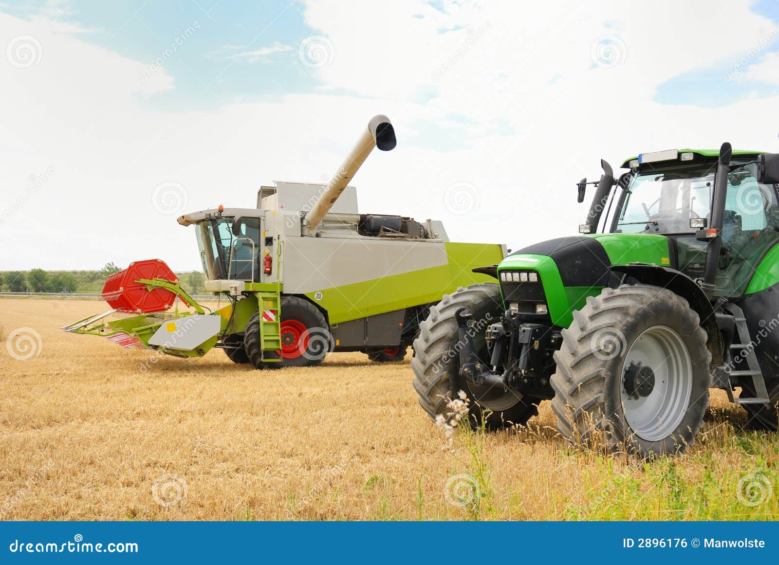 Combine and tractor stock photo. Image of rural, meadow - 2896176