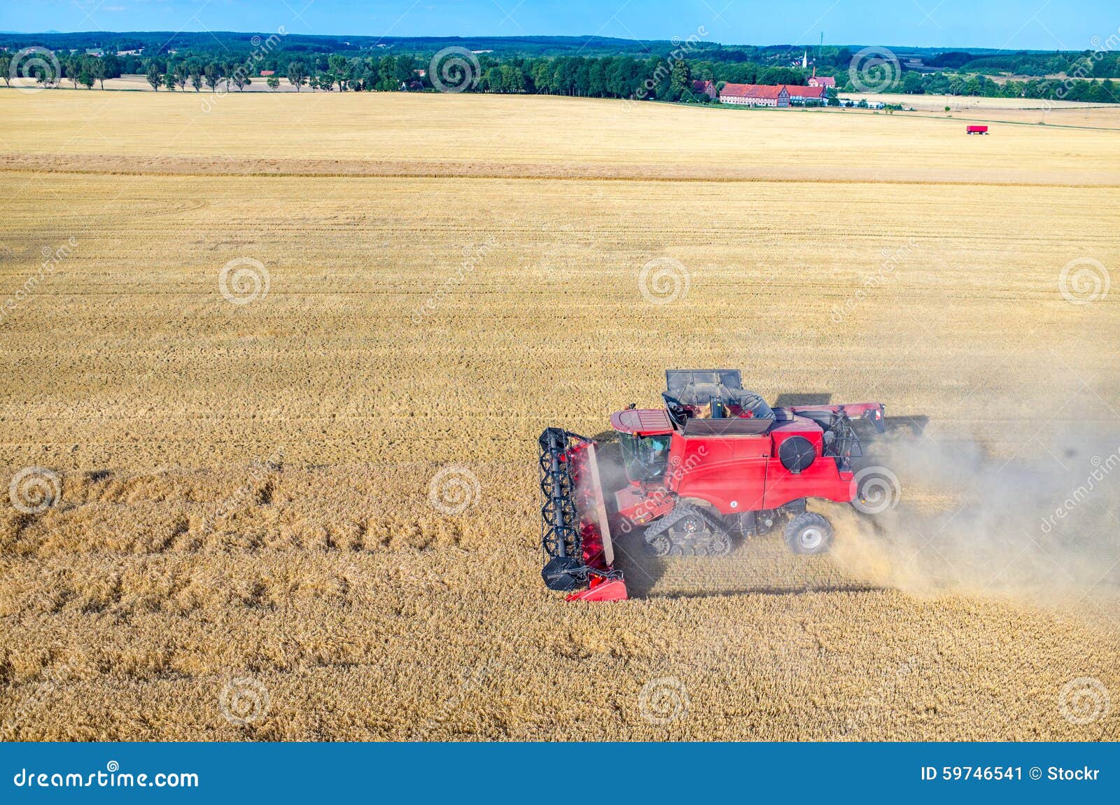 Combine Working on the Wheat Field Stock Image - Image of country ...
