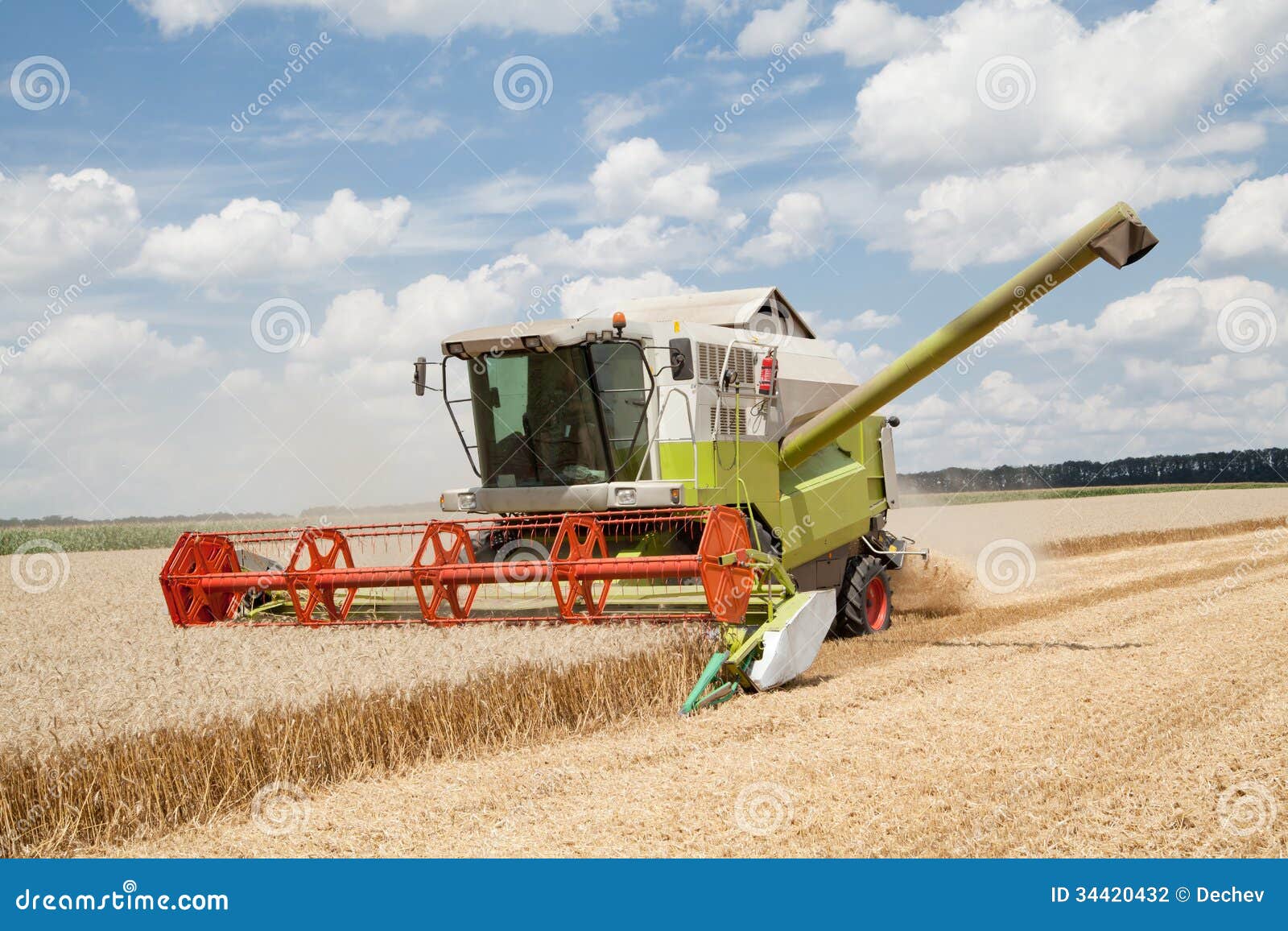 Combine Working on a Wheat Field Stock Photo - Image of harvest, barley ...