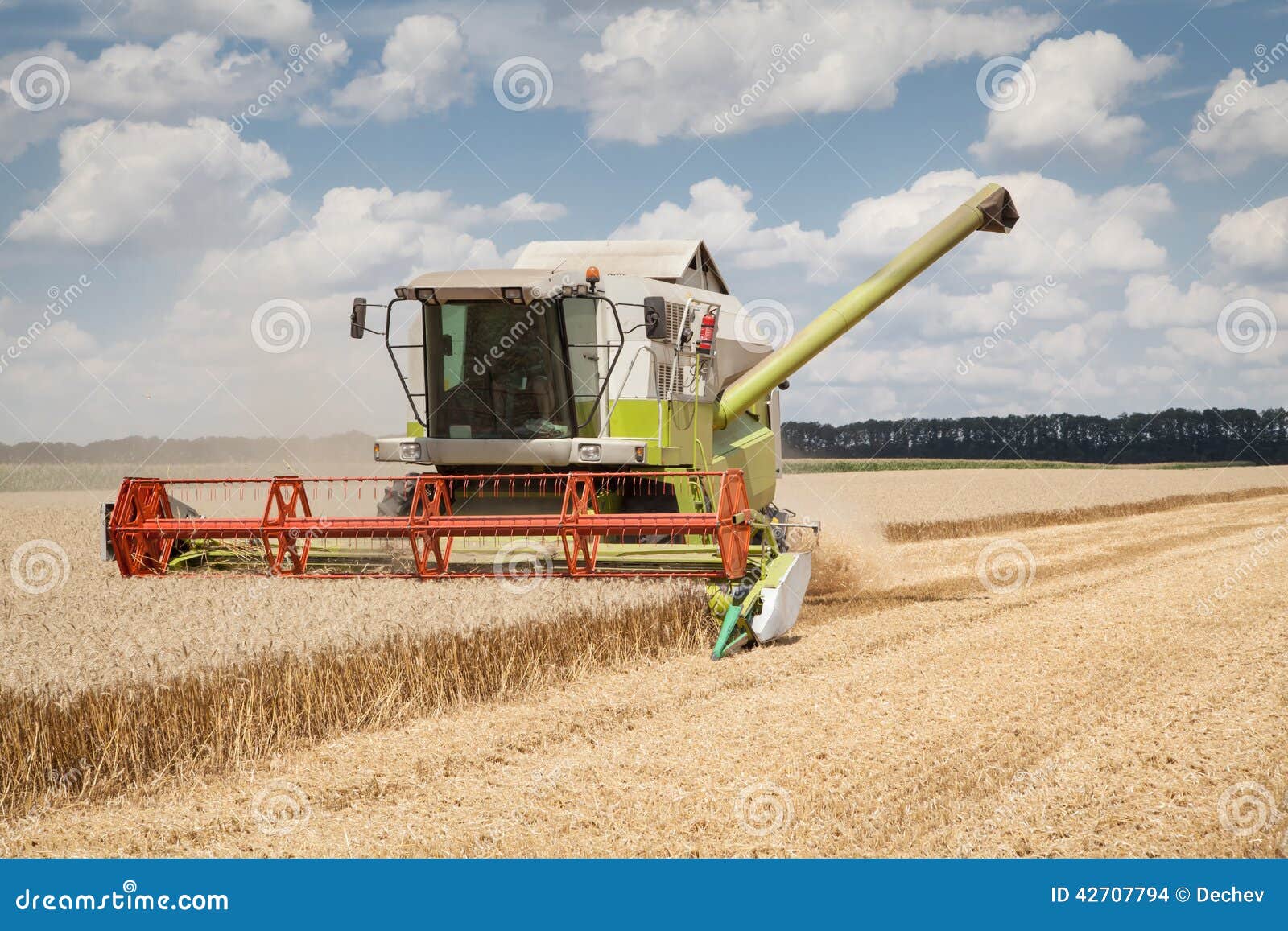 Combine Working on a Wheat Field Stock Photo - Image of corn, barley ...