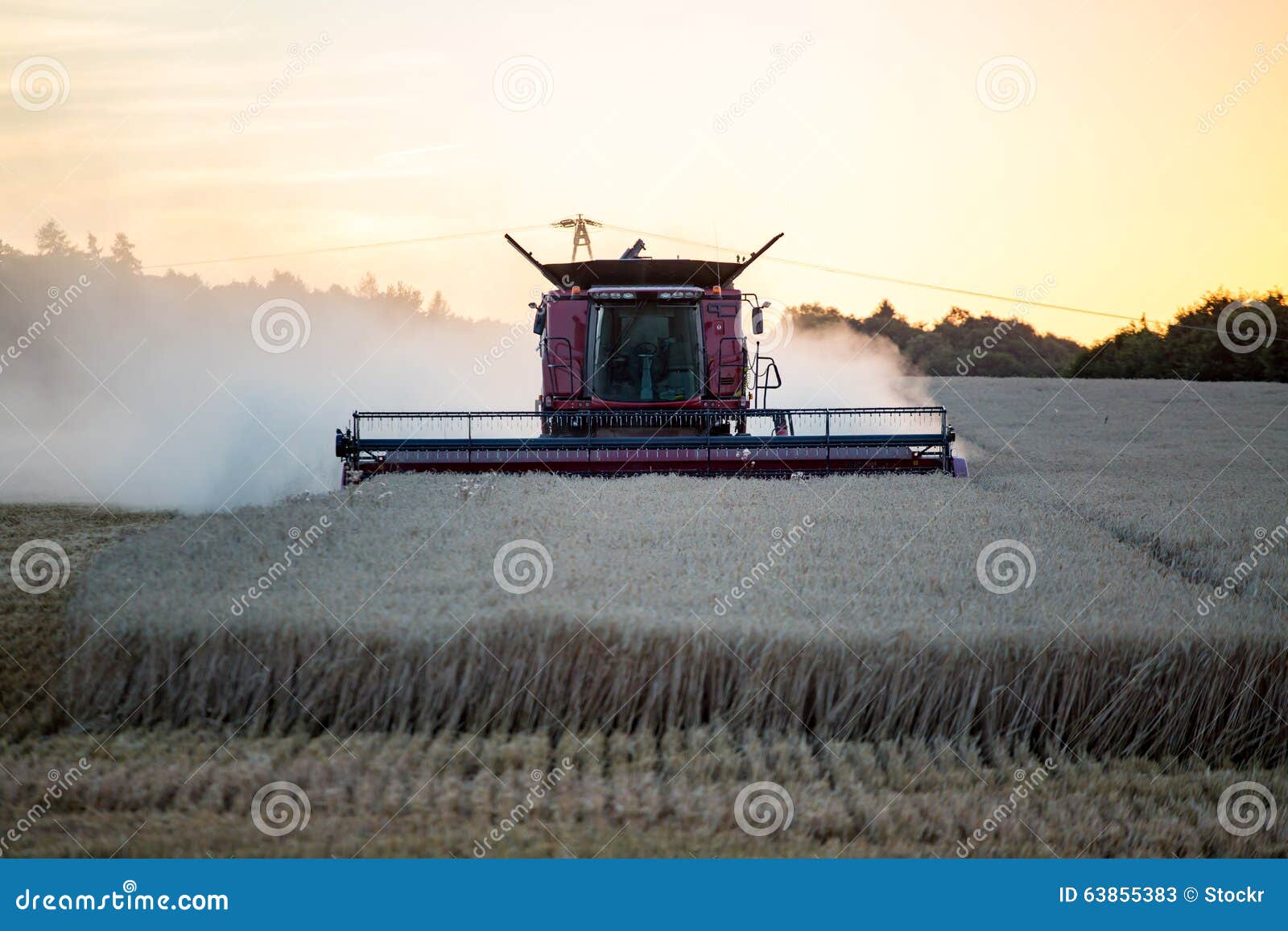 Combine Working on the Wheat Field Stock Image - Image of farm ...
