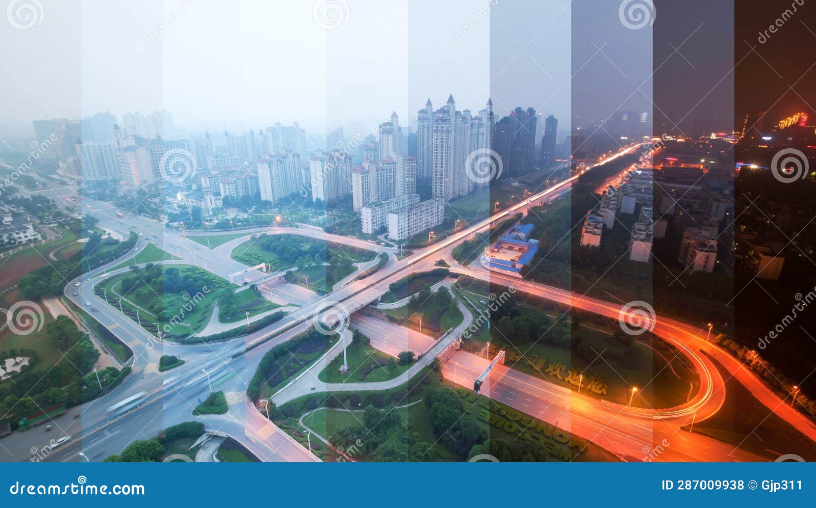 Combined Image Showing Light Change during Sunset Stock Photo - Image ...