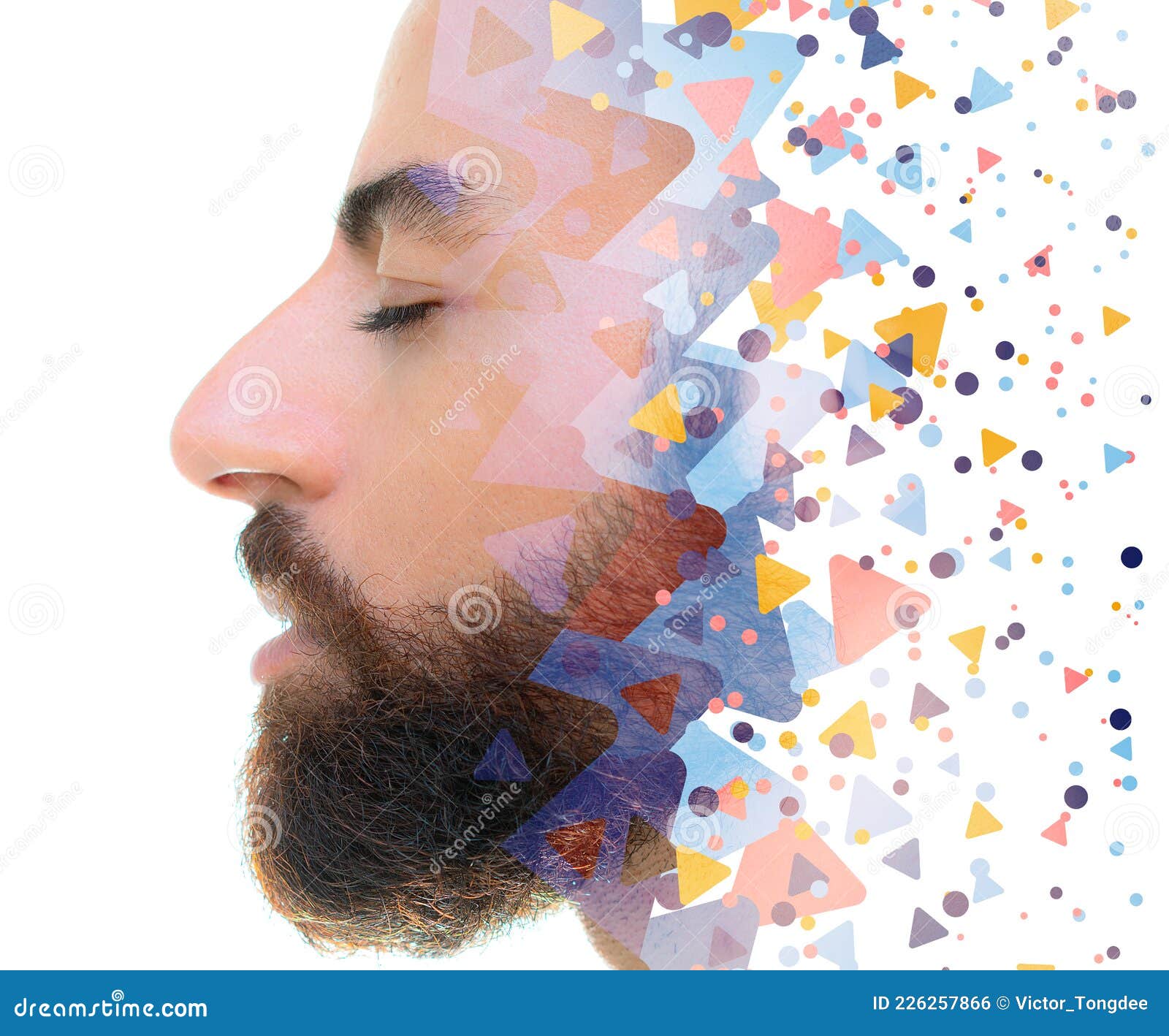 A Portrait of a Bearded Man with Triangles Stock Photo - Image of ...