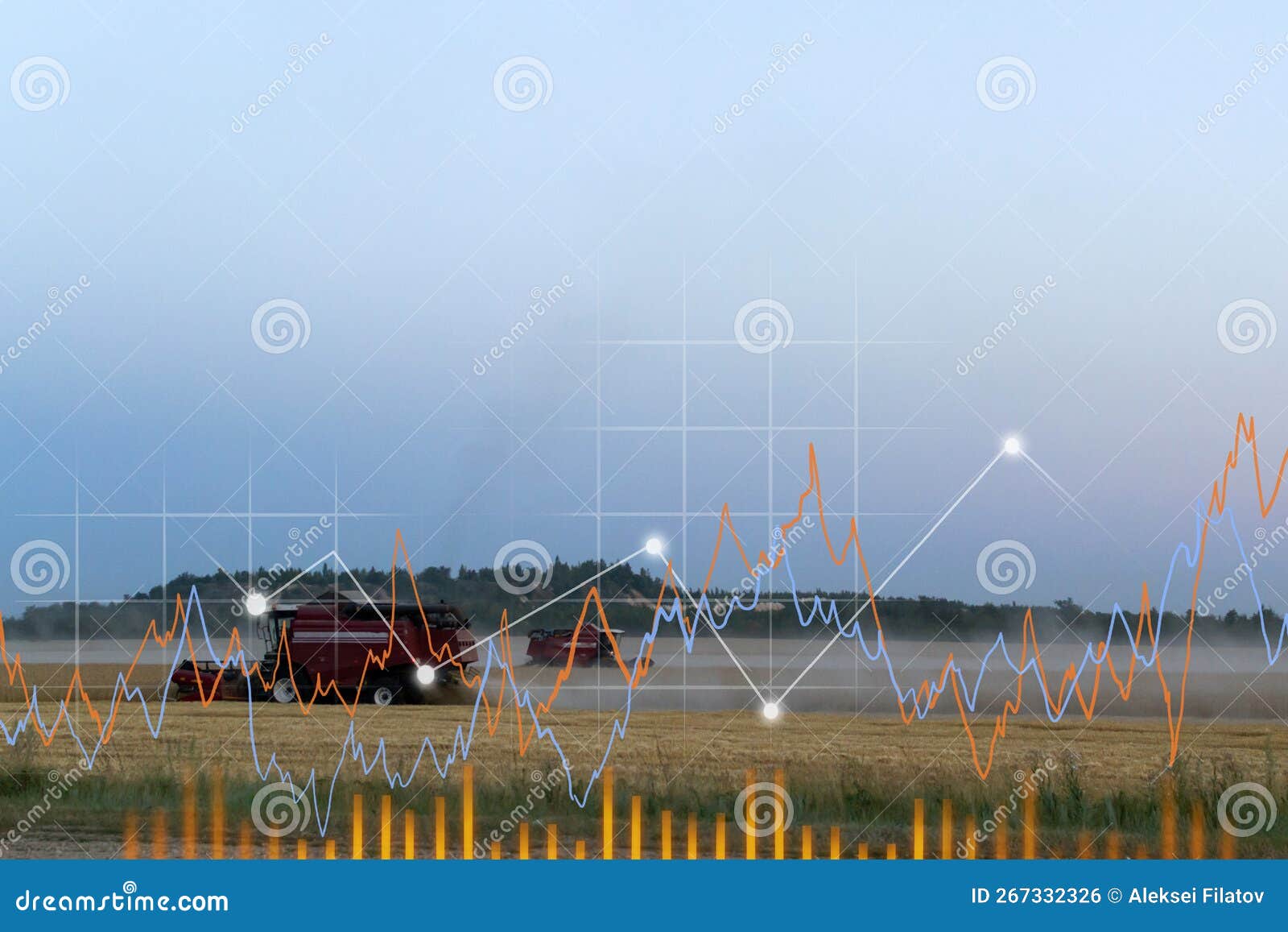 Combines in the Wheat Field with a Graph. Everything is Going According ...