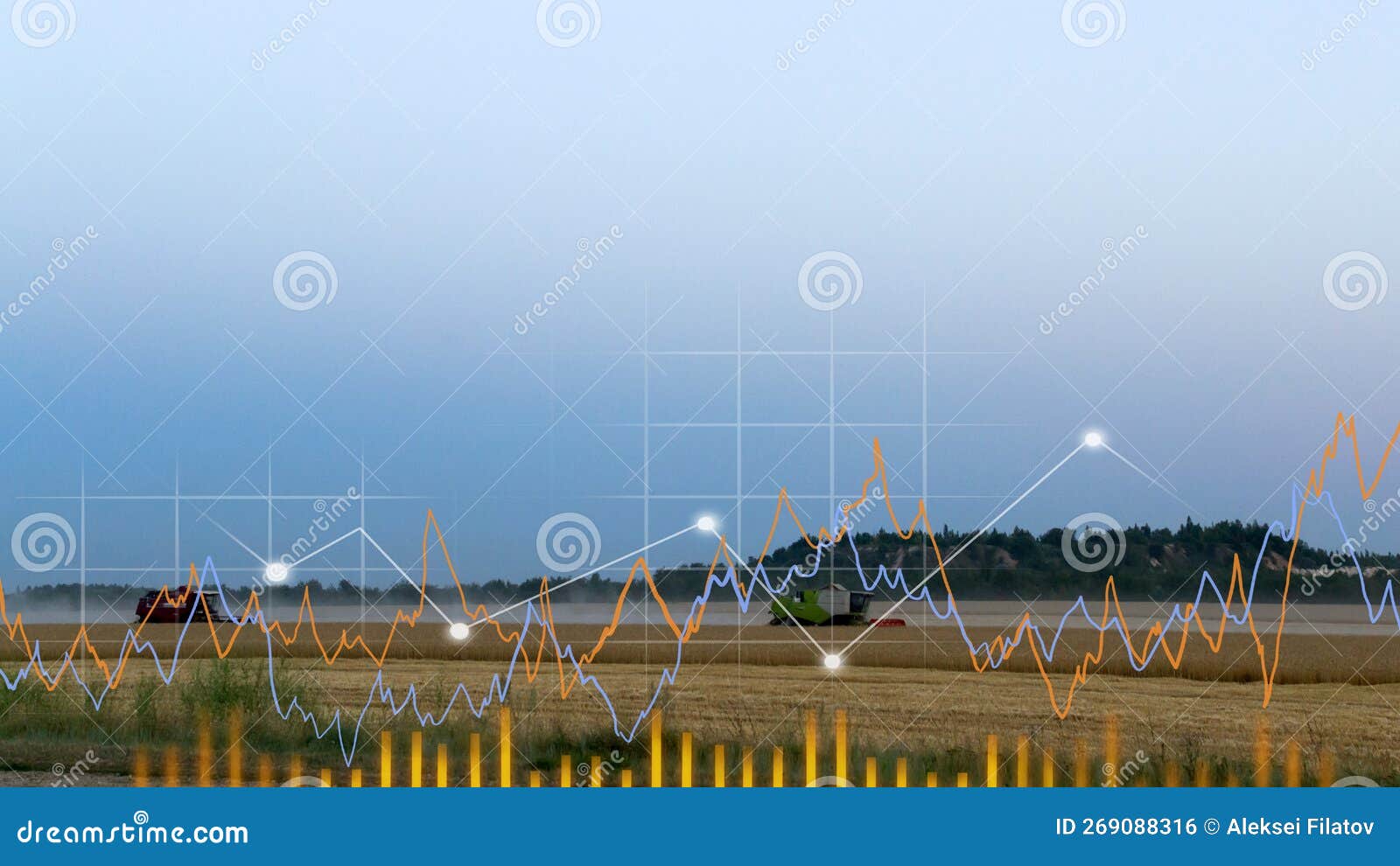 Combines in the Wheat Field with a Graph. Everything is Going According ...