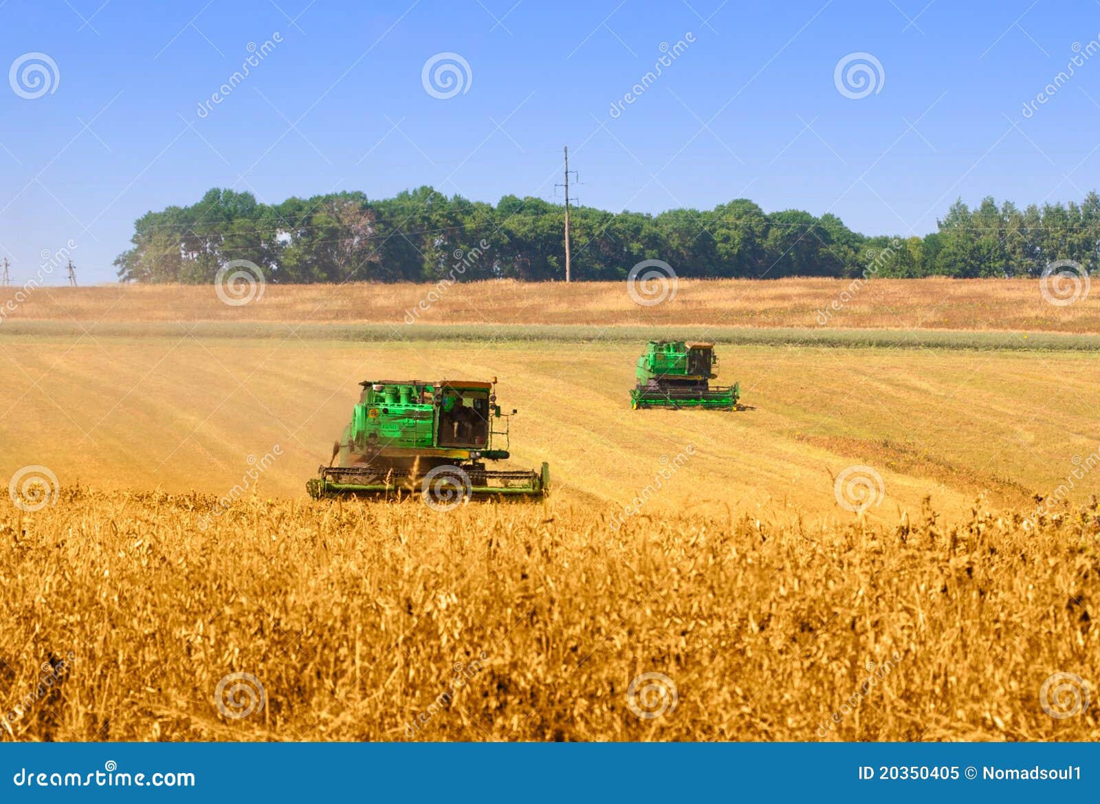 Combines Working on a Wheat Field Stock Image - Image of nature, reap ...