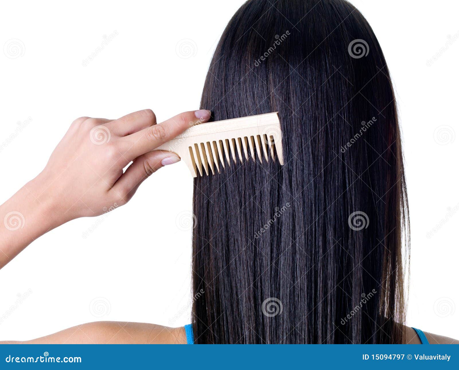 Combing female hair stock image. Image of cute, brunette - 15094797