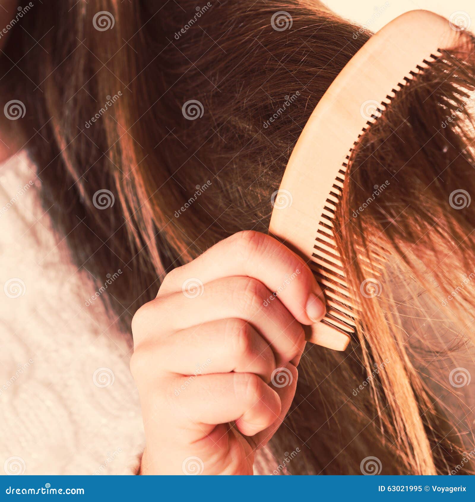 Combing and pulls hair. stock image. Image of woman, routine - 63021995