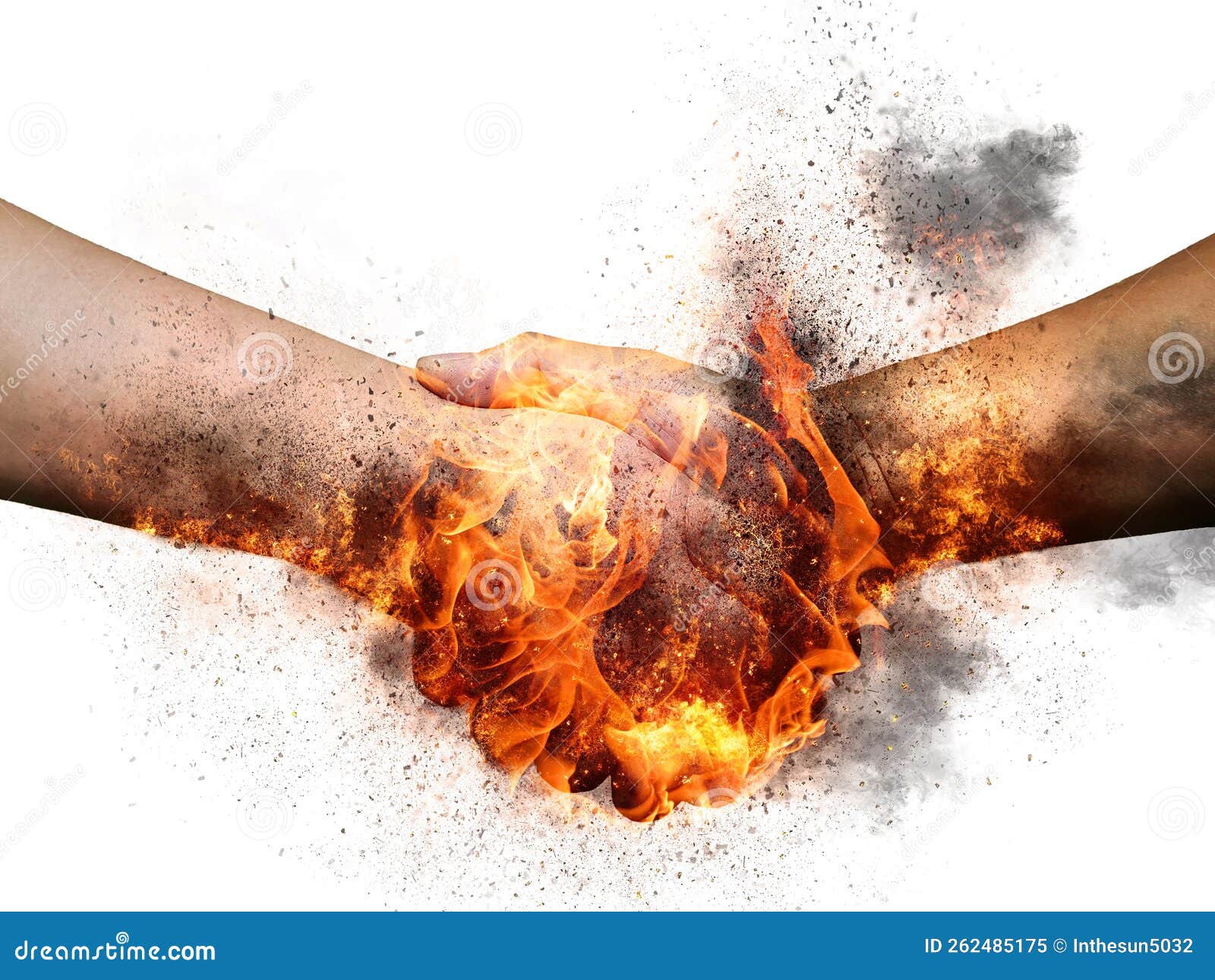 3d Illustration that Synthesizes the Effect of Flames on the Handshake ...