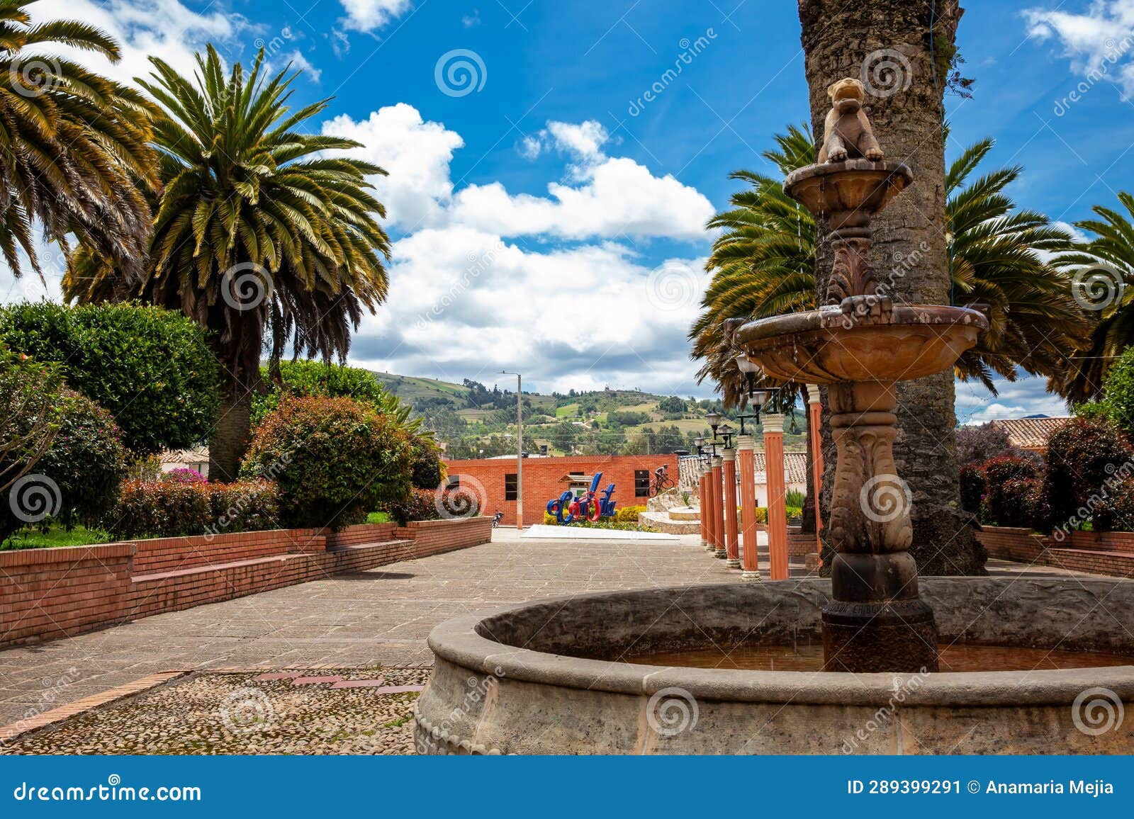 Combita, Boyaca, Colombia - 8th of August 2023: Clara Tocarruncho Square of the Municipality of ...