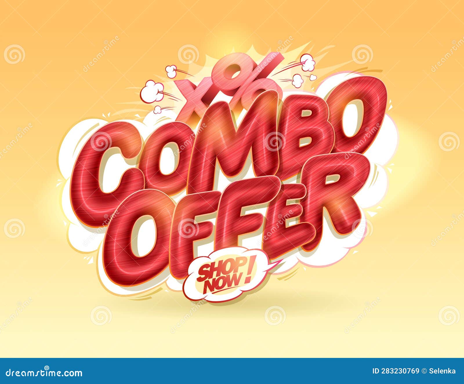 Combo Offer Web Banner Mockup with 3D Style Red Lettering Stock Vector ...