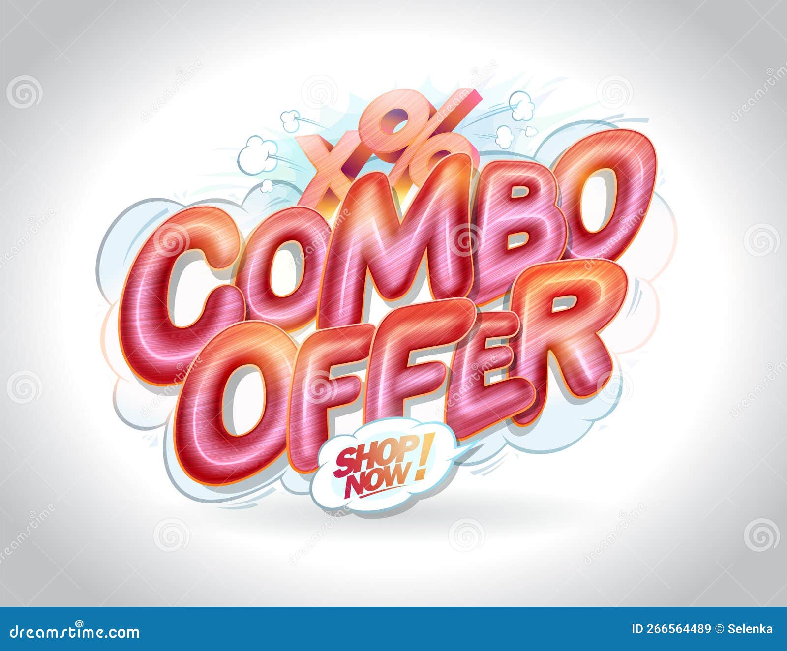 Combo Offer Web Banner Template With 3D Glossy Lettering Cartoon Vector ...
