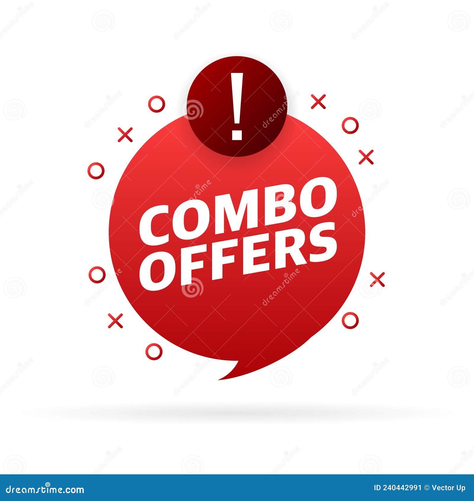 Combo Offers Feedback Red Banner in Flat Style on White Background ...