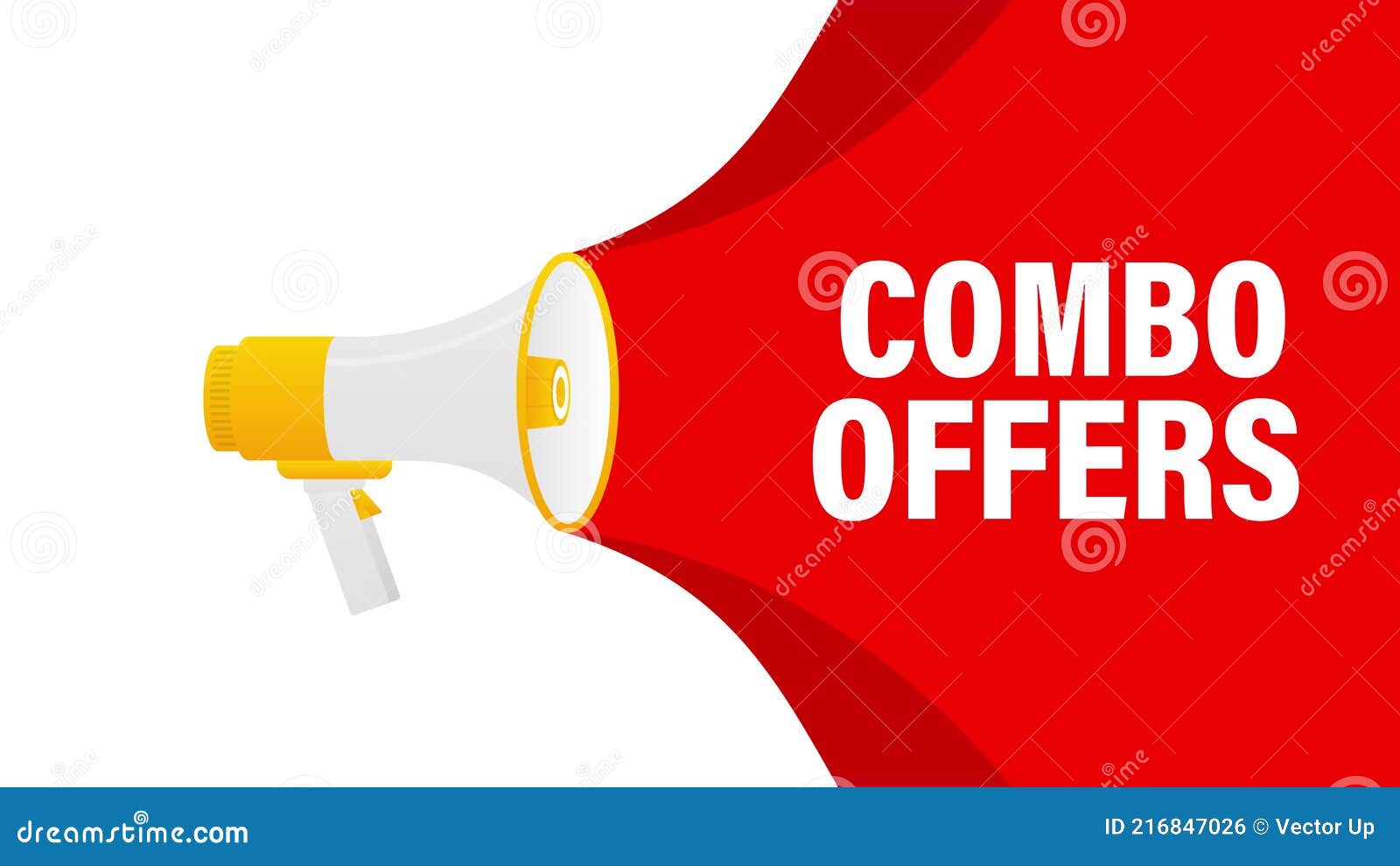 Combo Offers Megaphone Red Banner in 3D Style on White Background ...