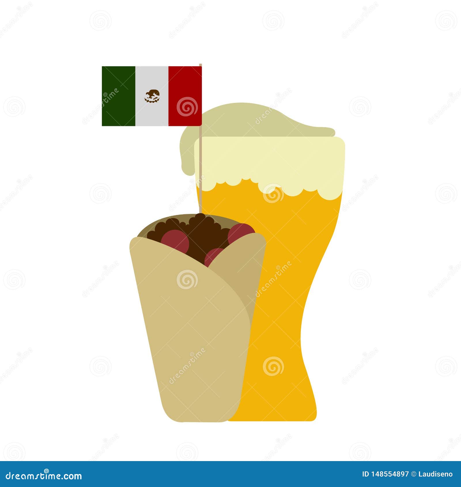 Combo of a Taco with a Soda. Mexican Food Stock Vector - Illustration ...