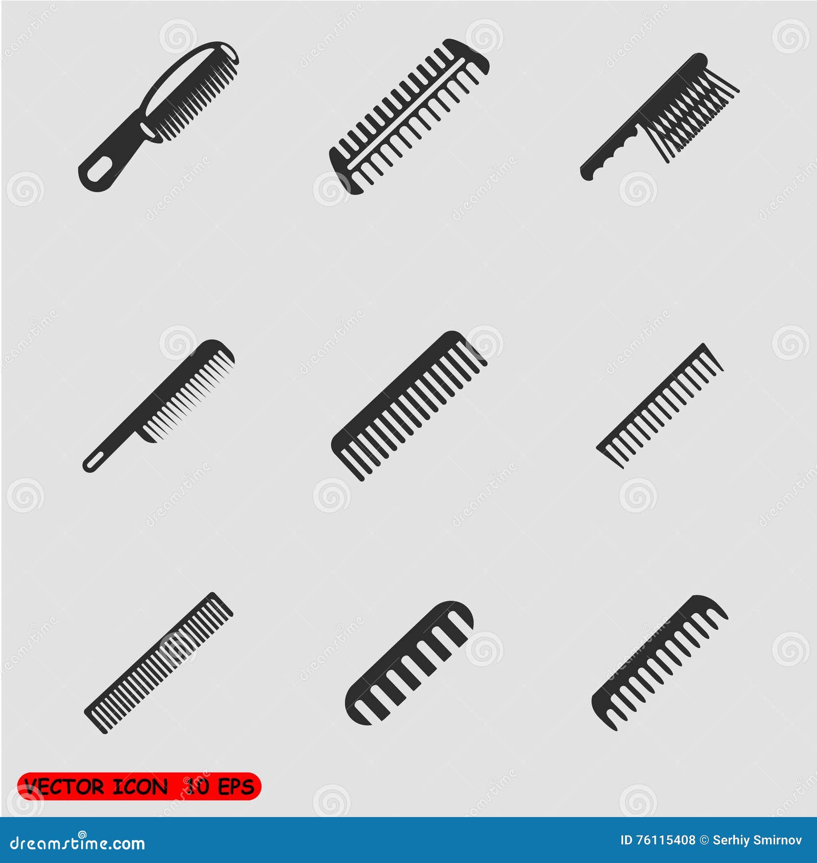 Combs icon set stock vector. Illustration of hairstyle - 76115408
