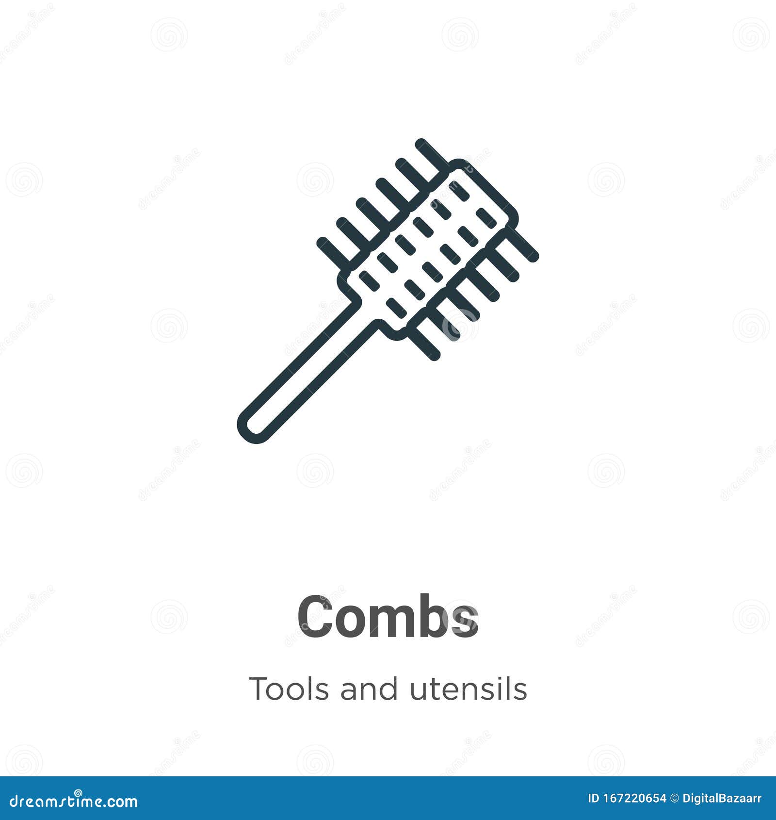 Combs Outline Vector Icon. Thin Line Black Combs Icon, Flat Vector Simple Element Illustration ...