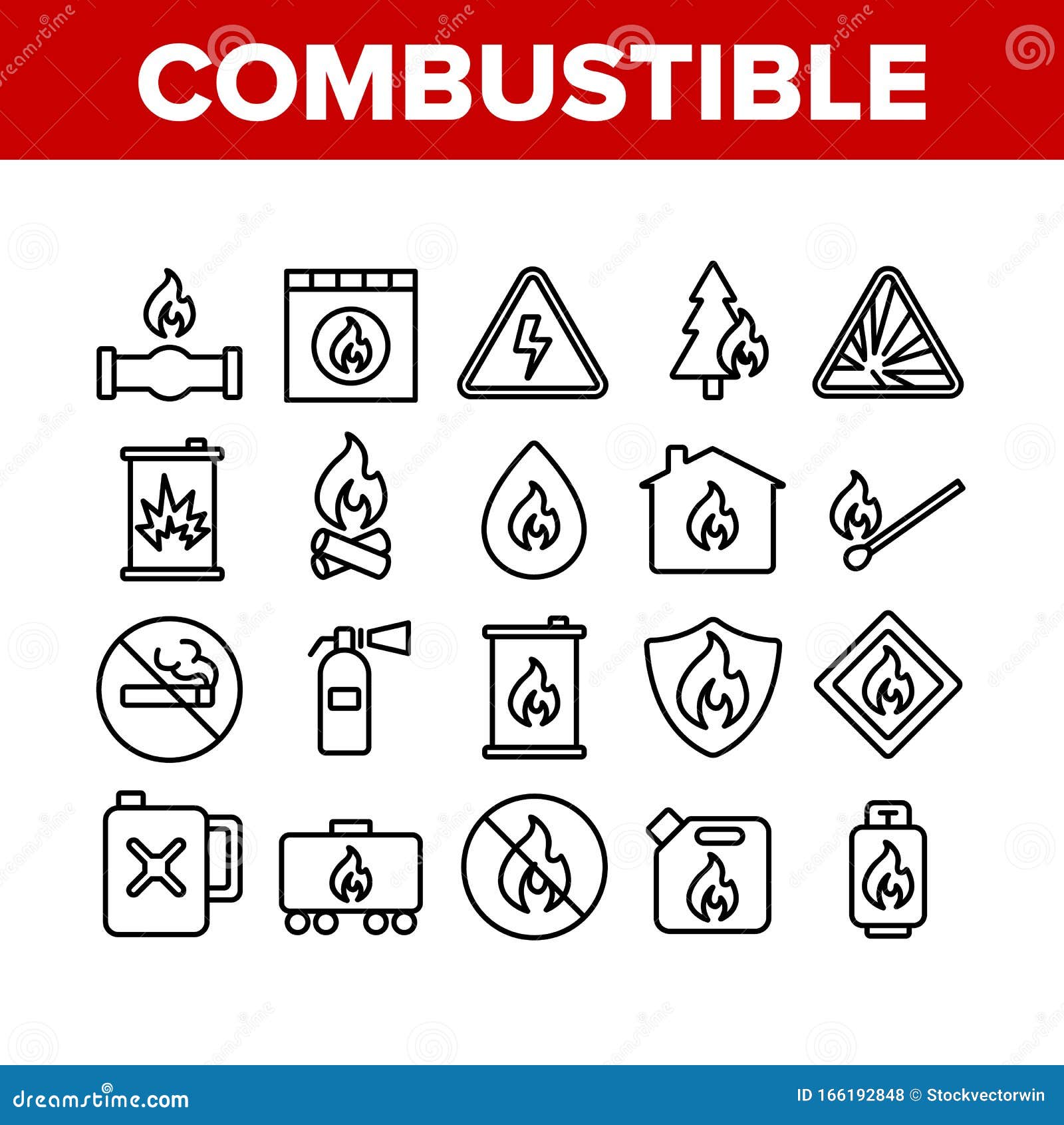 Combustible Products Collection Icons Set Vector Stock Vector ...