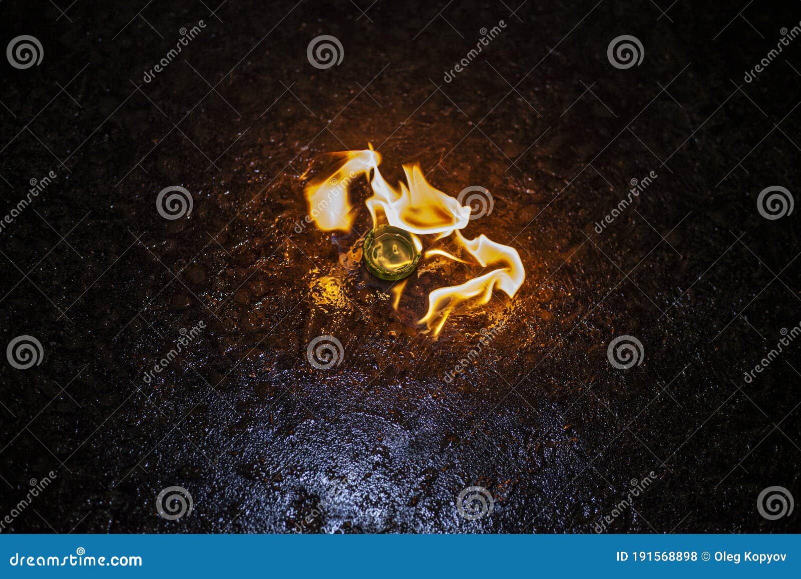 Combustion of Fuel. Flame of Fire on the Asphalt Stock Photo - Image of ...