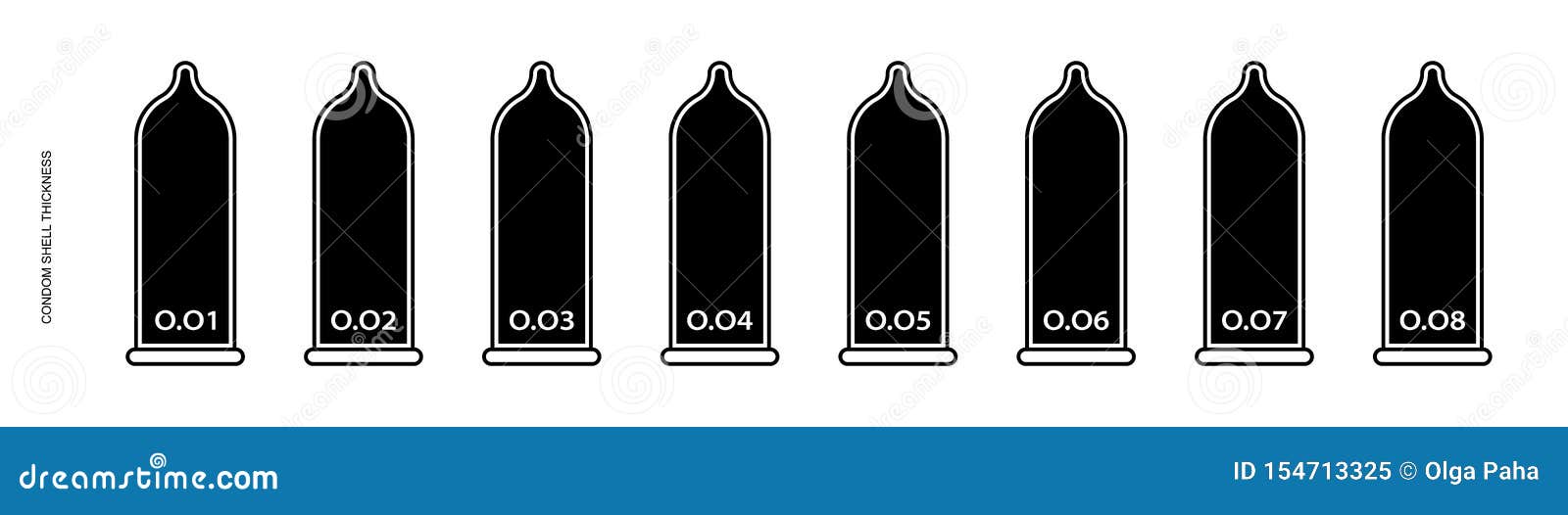 Comdom thickness set black stock vector. Illustration of graphic ...