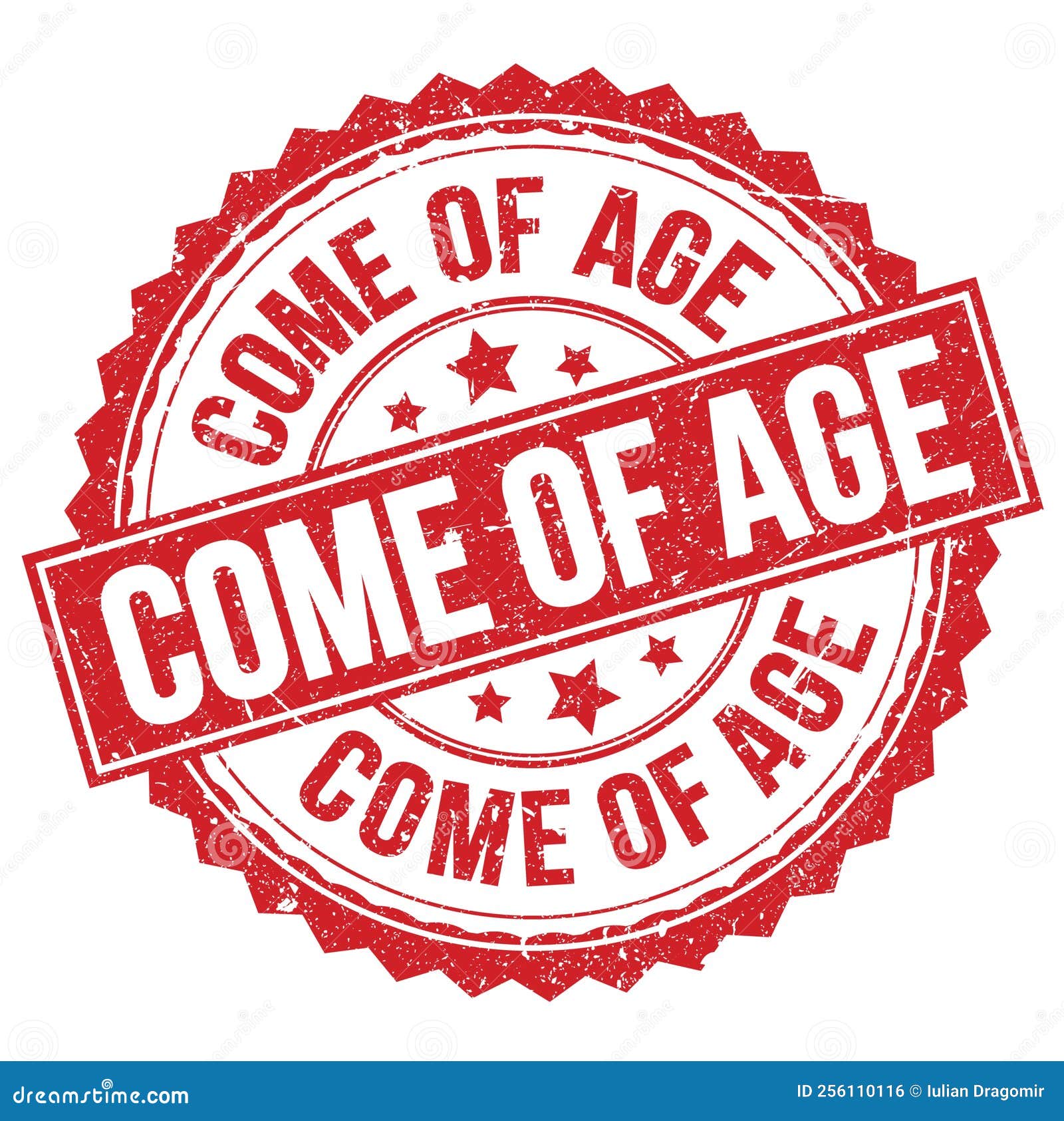 COME of AGE Text on Red Round Stamp Sign Stock Illustration ...