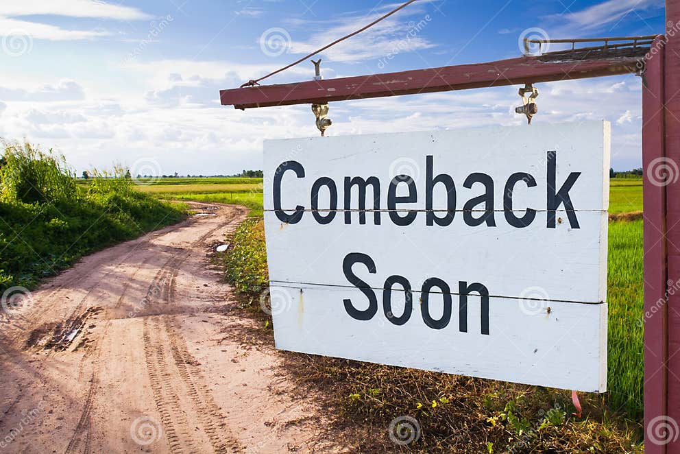 Come back soon stock image. Image of billboard, message - 23391455