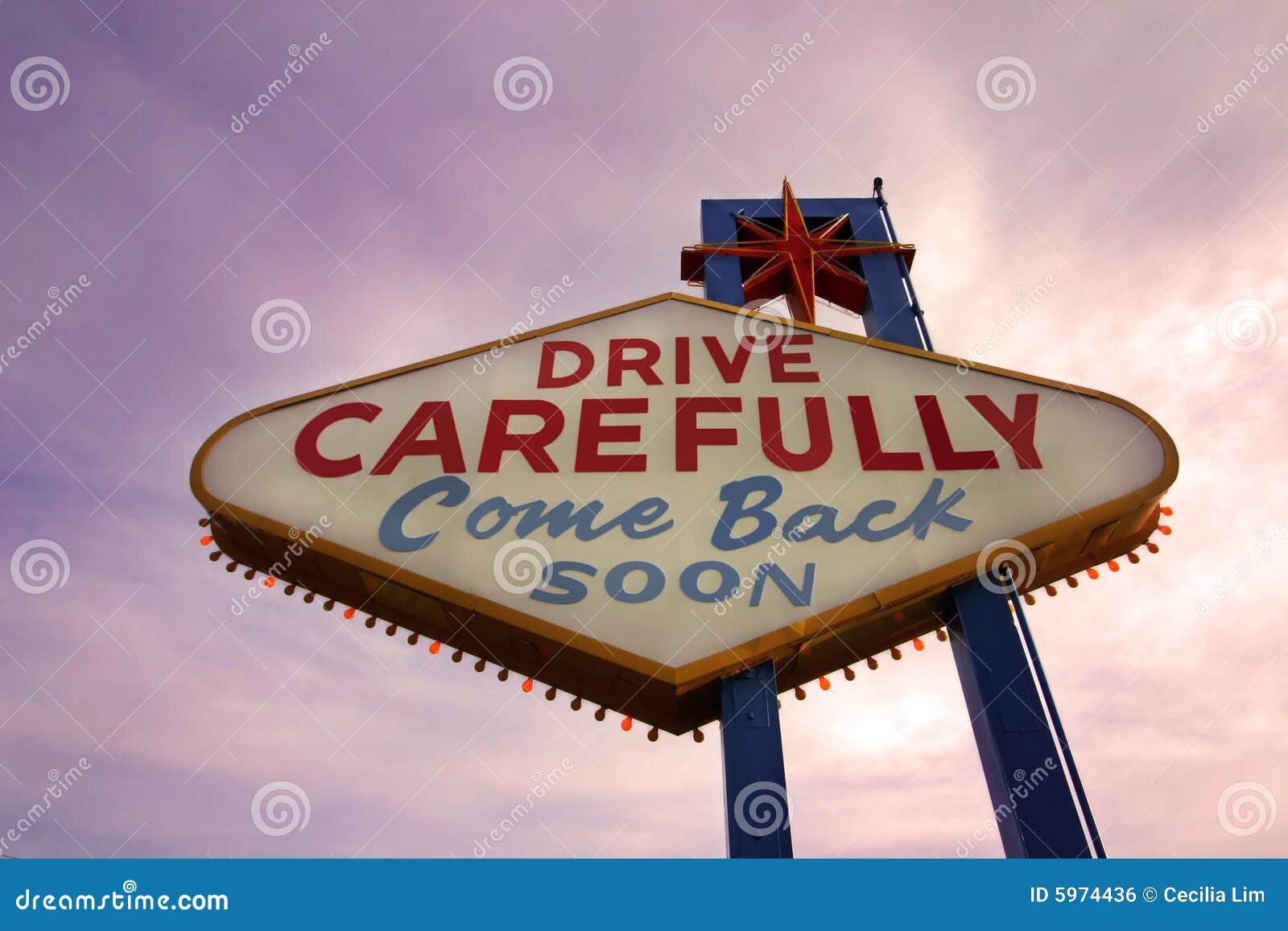 Come Back Soon Las Vegas Sign at Sunset Stock Photo - Image of tourism ...