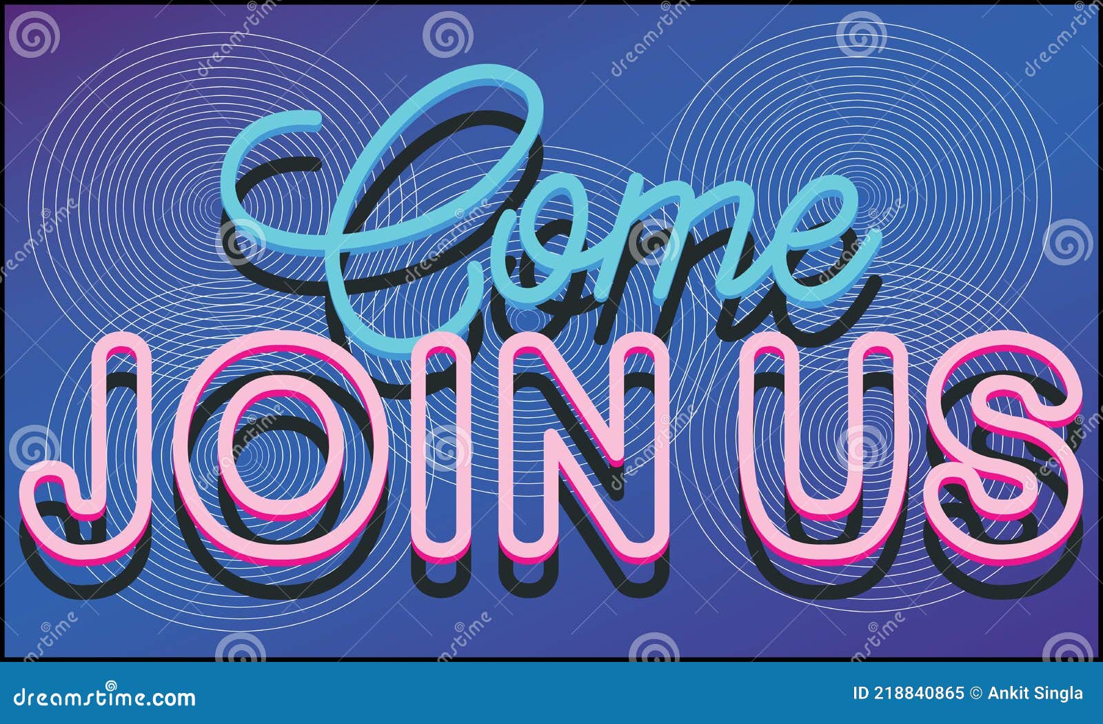Come and Join Us Caption on Abstract Blue Background Stock Vector ...