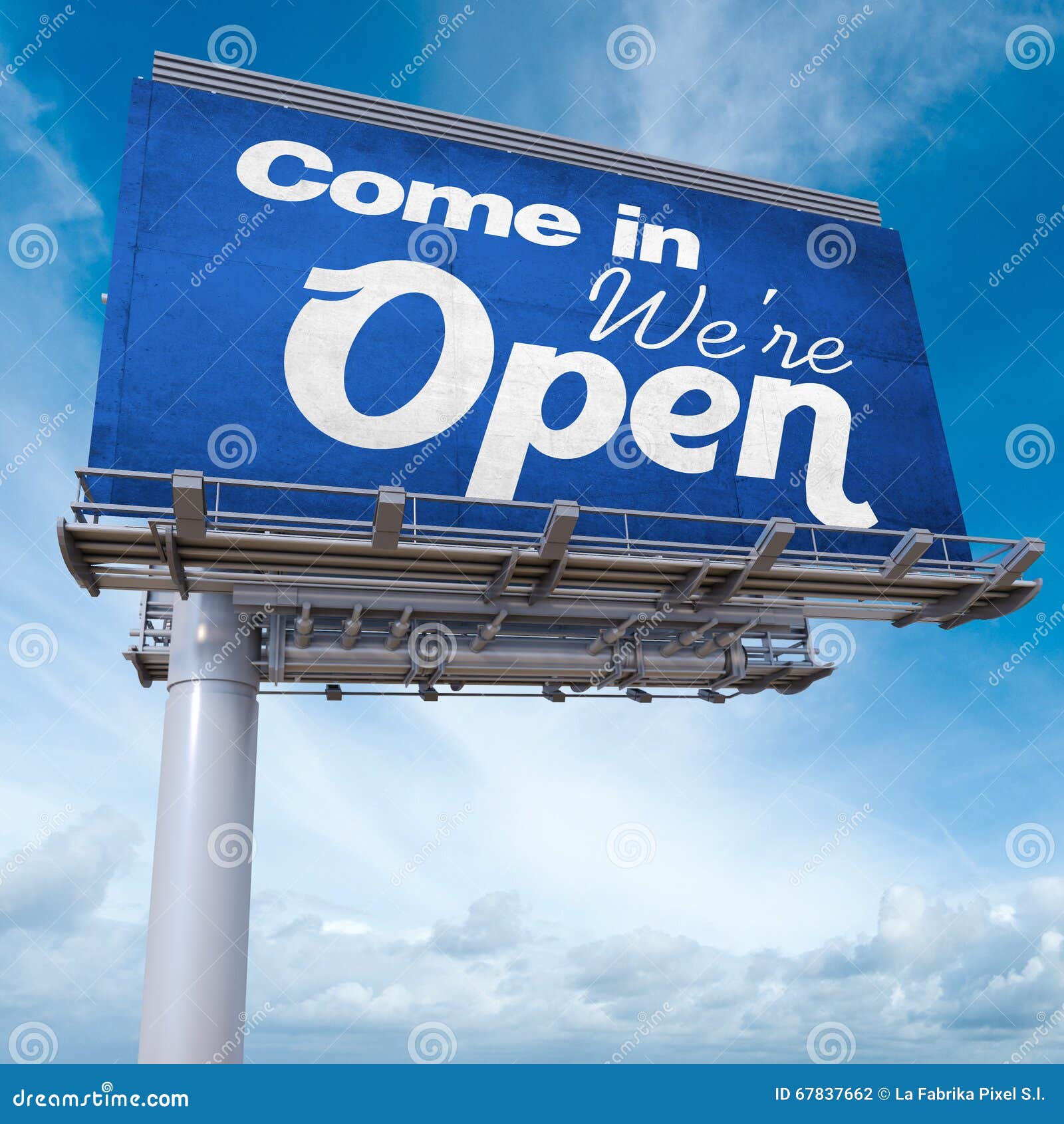 Come in, we are Open Billboard Stock Illustration - Illustration of ...