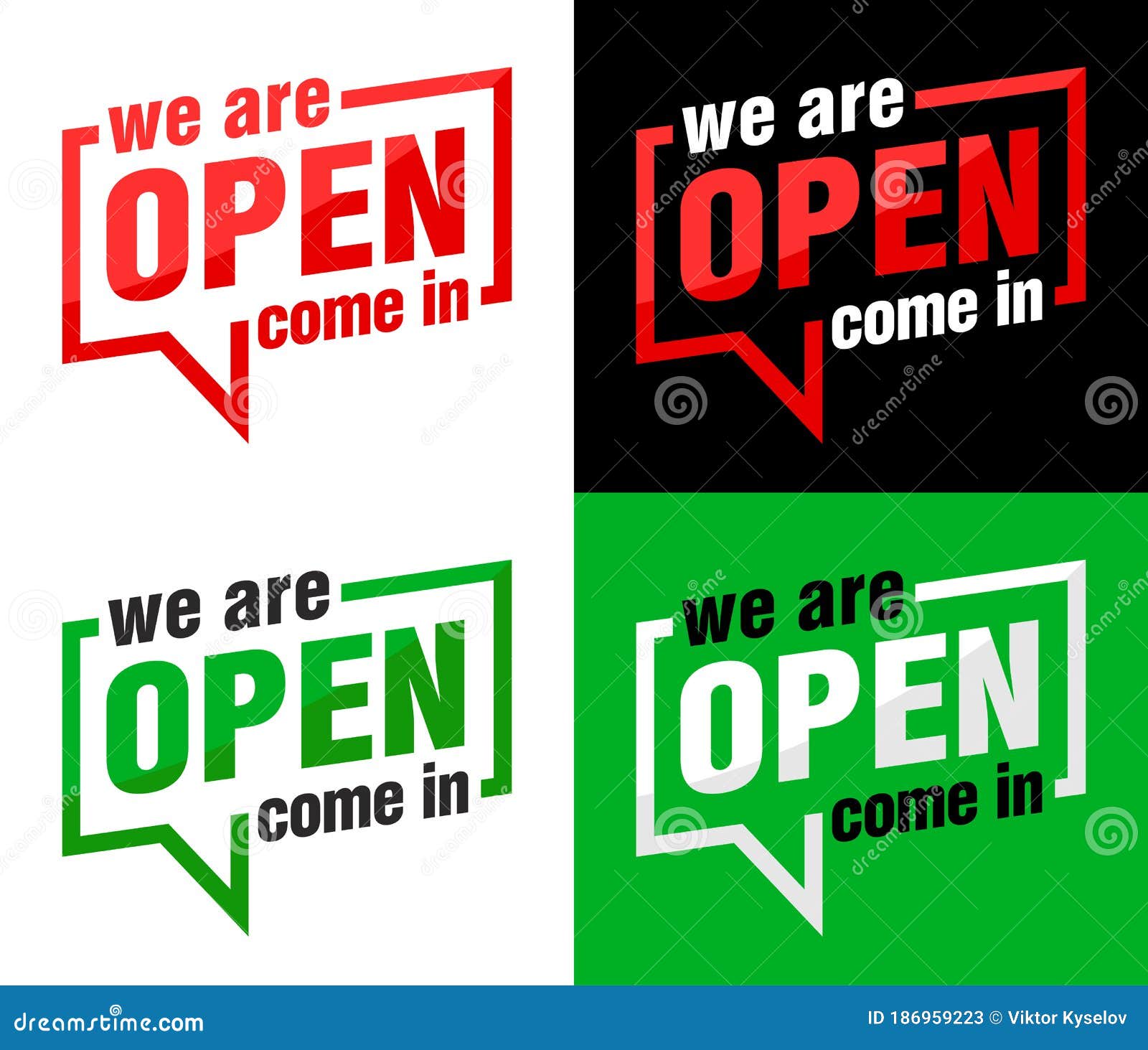 Come in open stickers set stock vector. Illustration of break - 186959223