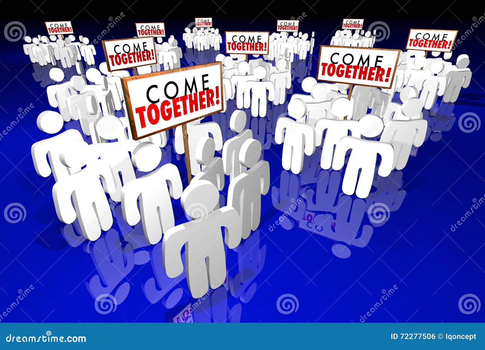 Come Together People Gathering Signs Stock Illustration - Illustration ...
