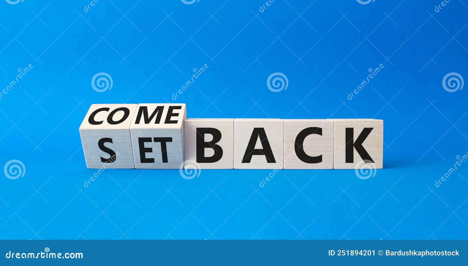 Comeback and Setback Symbol. Turned Cubes with Words Setback and ...