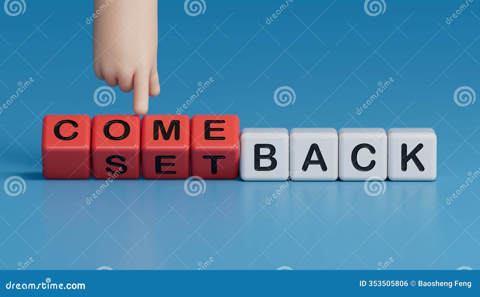 Comeback and Setback Symbol. Turned Cubes with Words Setback and ...