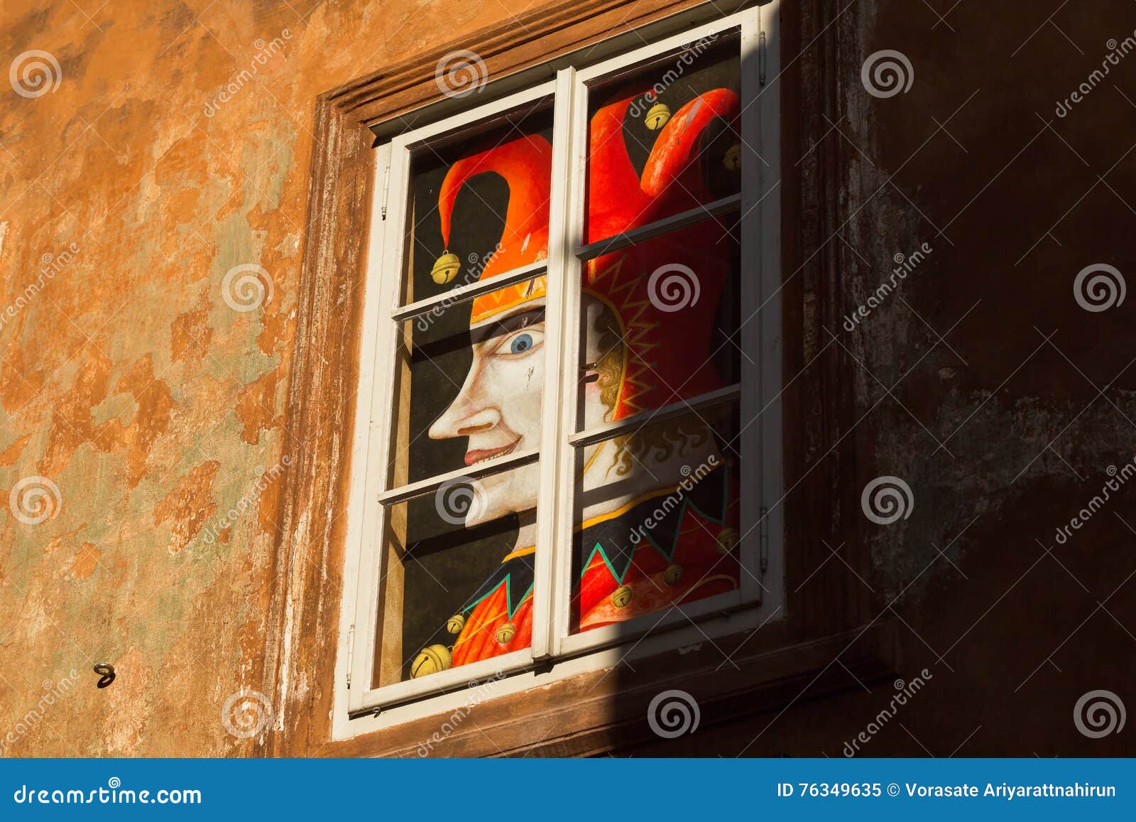 Comedian in the window stock image. Image of texture - 76349635