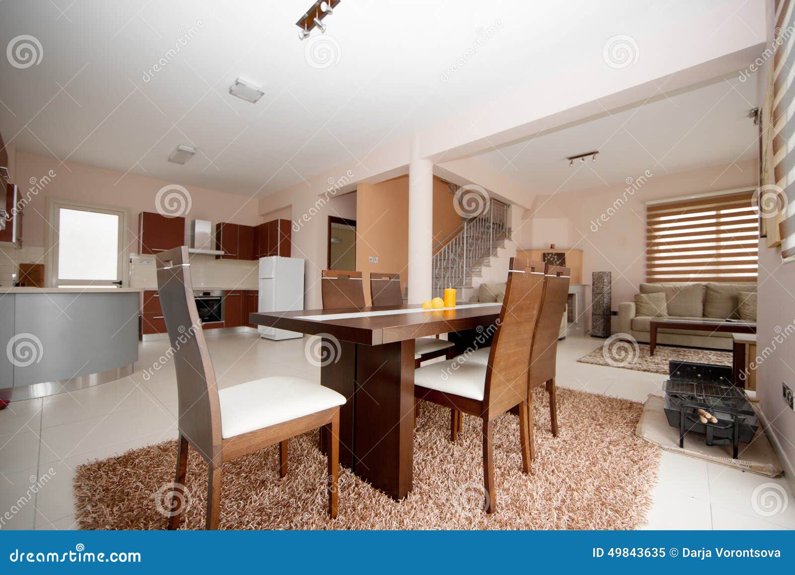 Comedor, Cocina Y Sala De Estar Imagen de archivo - Imagen de vida ...