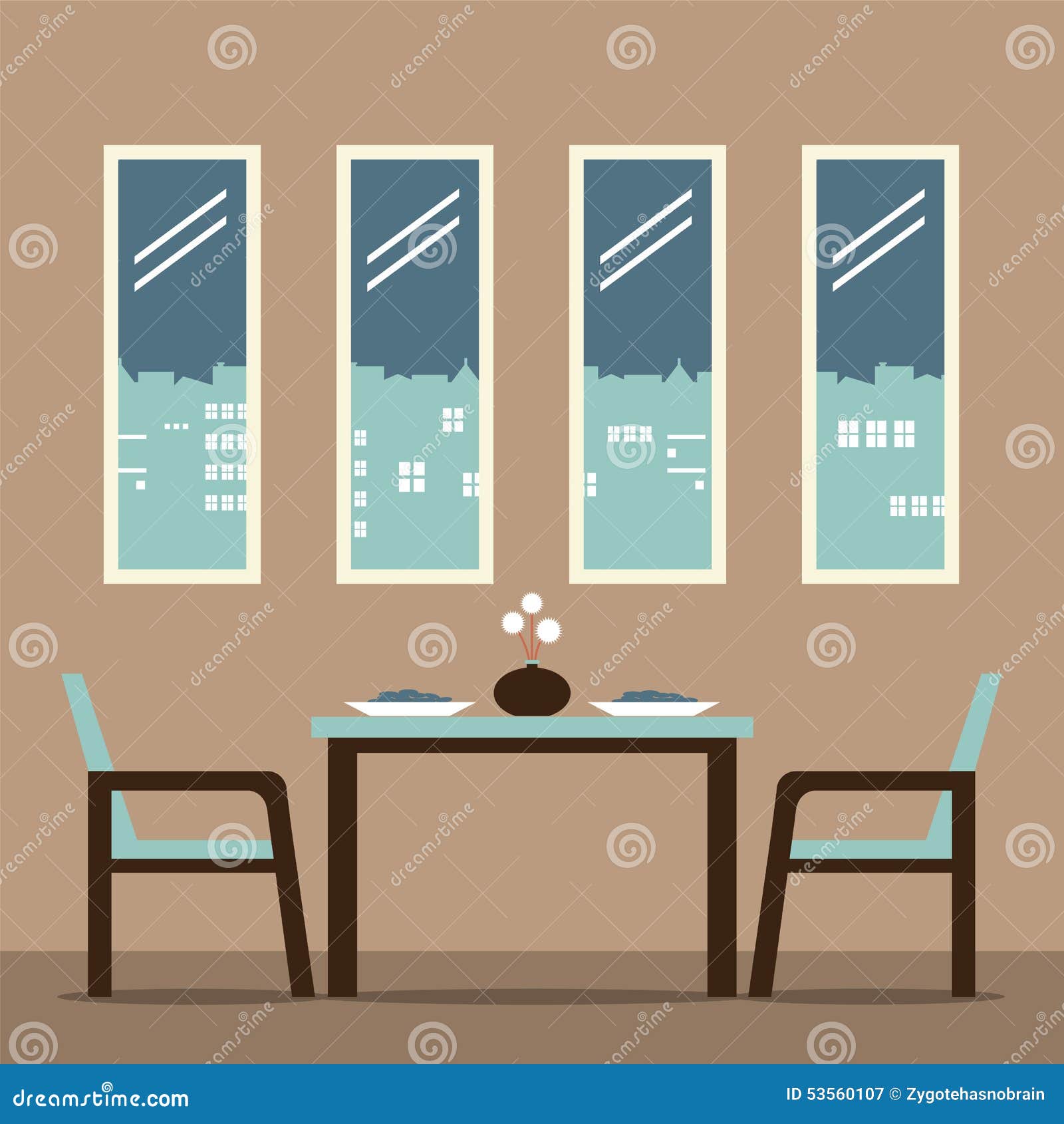 Comedor Plano Del Interior Del Diseño Ilustración del Vector ...