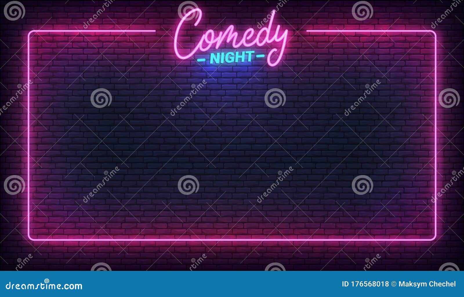Comedy Night Neon Template. Comedy Lettering and Glowing Neon Border ...