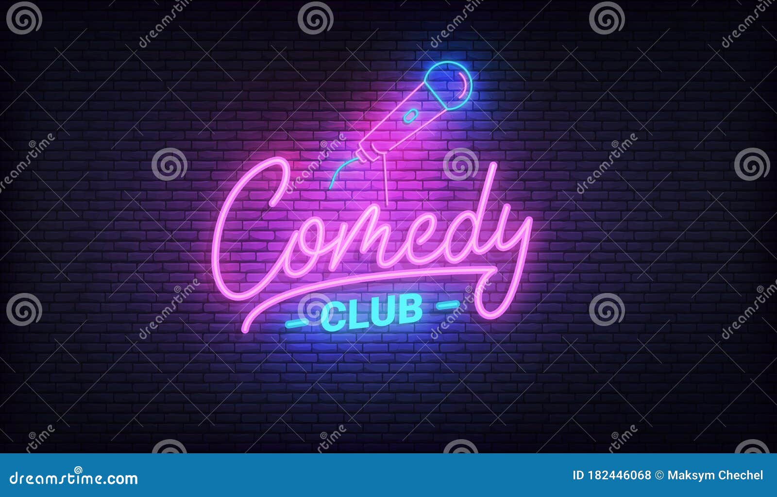 Comedy Night Neon Template. Comedy Lettering and Glowing Neon ...