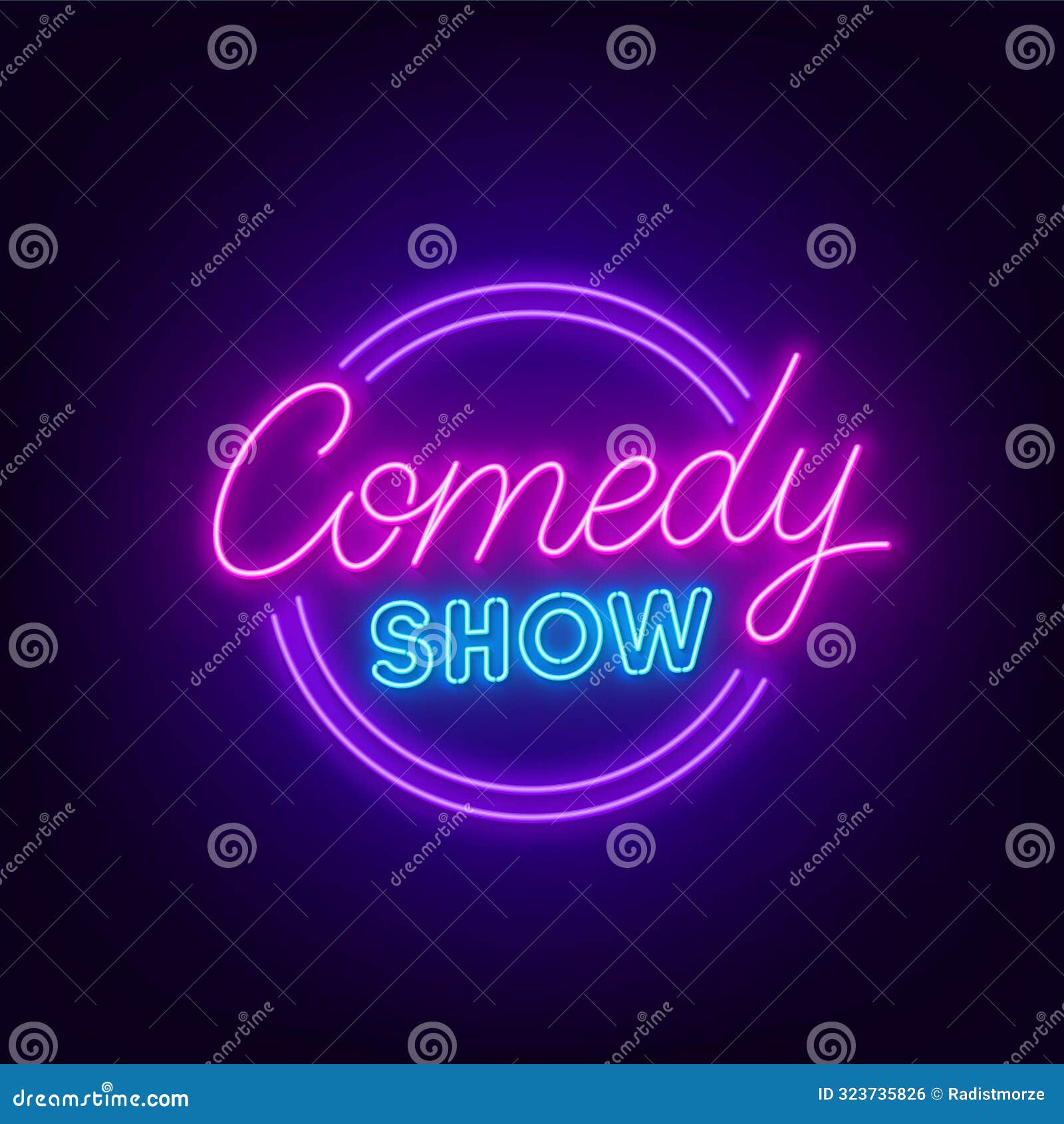 Comedy Show Sign on Dark Background. Stock Vector - Illustration of ...