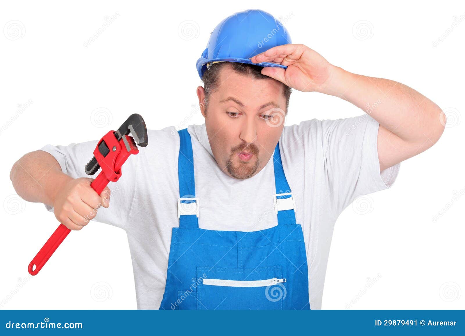 Plumber with a wrench stock image. Image of handy, plumbing - 29879491
